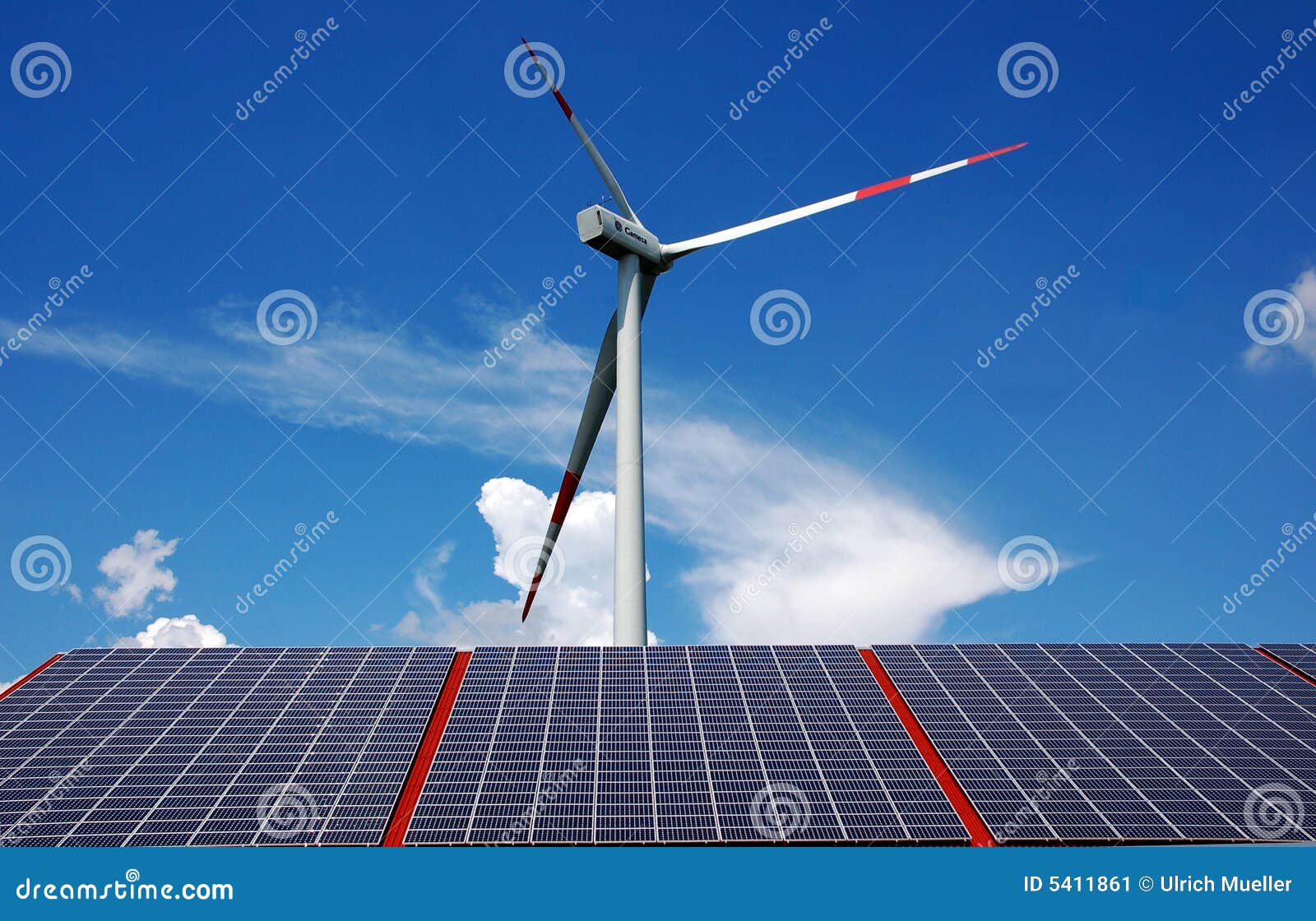 Solar energy and windmill stock image. Image of technician - 5411861