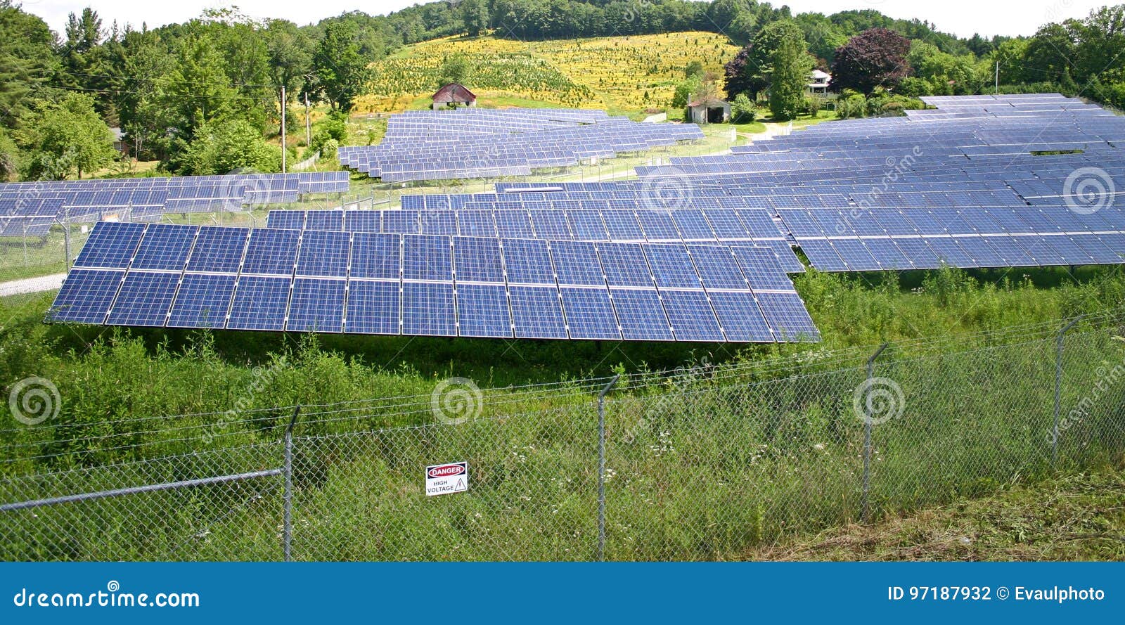 Solar Farm stock photo. Image of flowers, electricity - 97187932