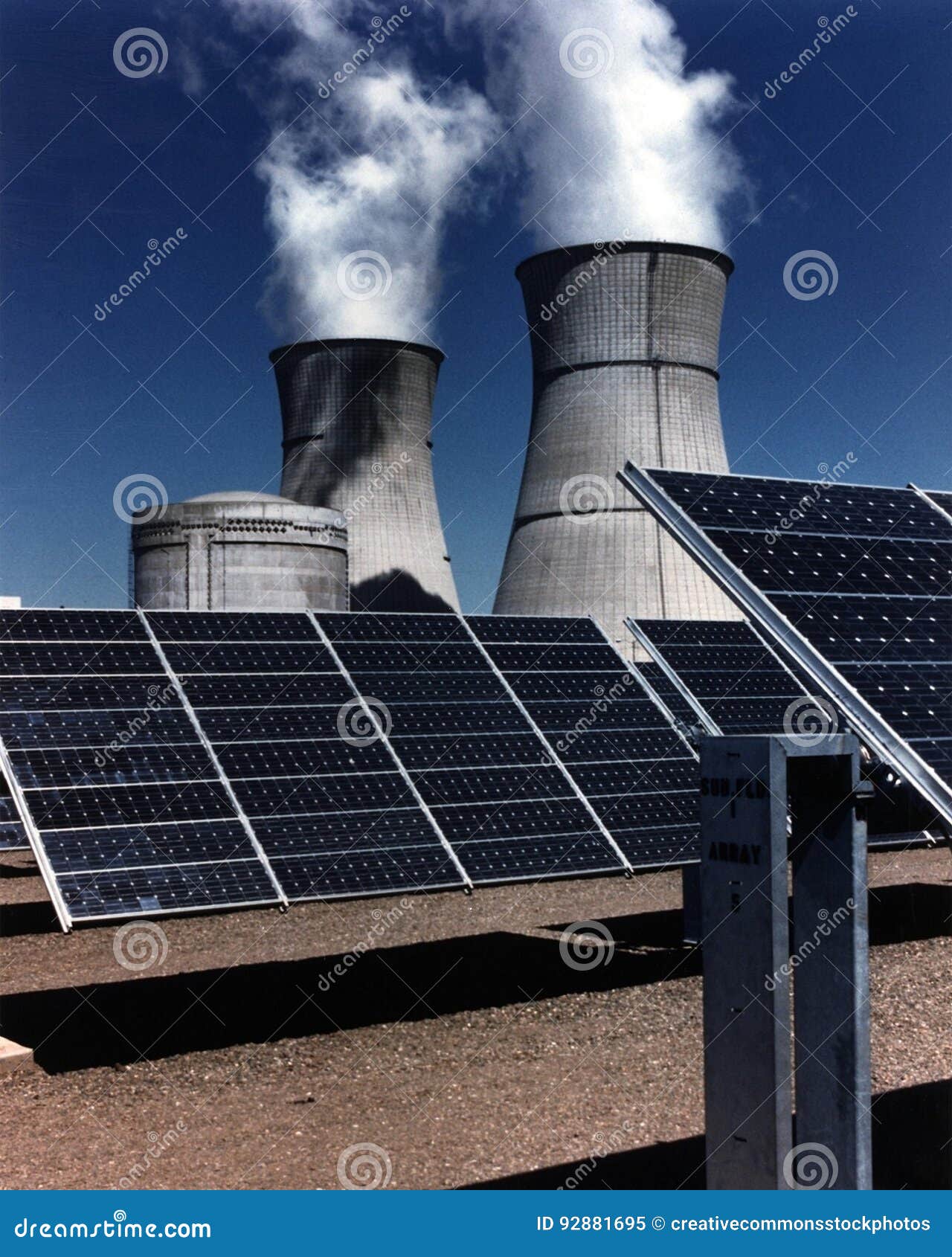 Solar Farm And Cooling Towers Picture. Image: 92881695