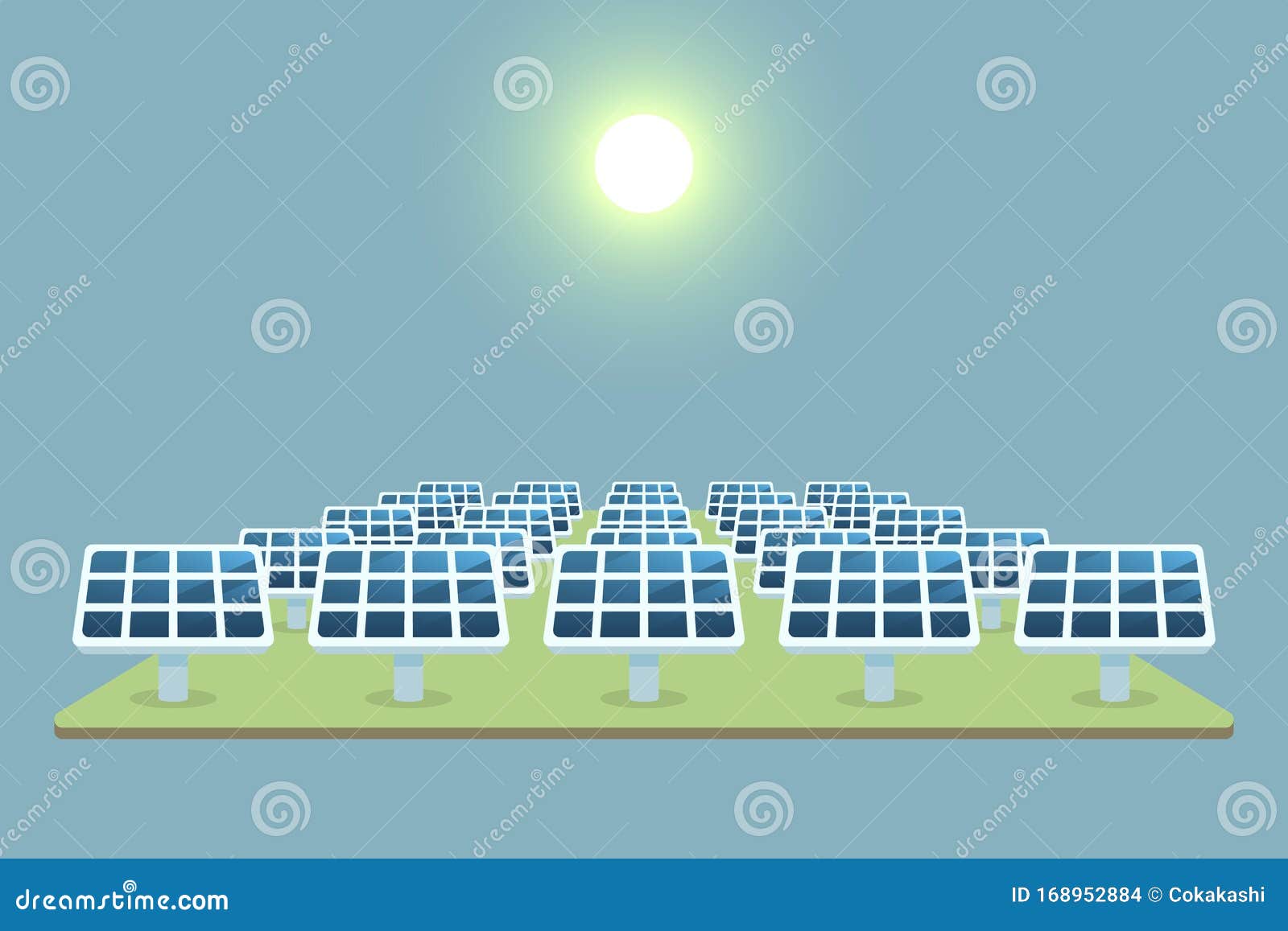 Solar Farm Landscape Illustration. Stock Vector - Illustration of clean ...