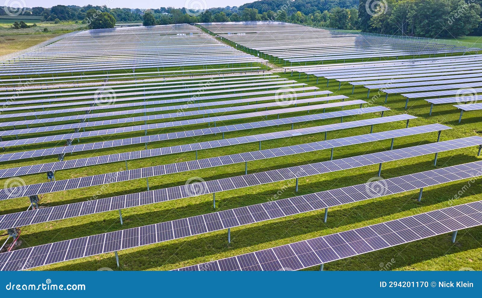 Solar Farm with Rows or Horizontal Solar Panels in Midwest Aerial Stock ...