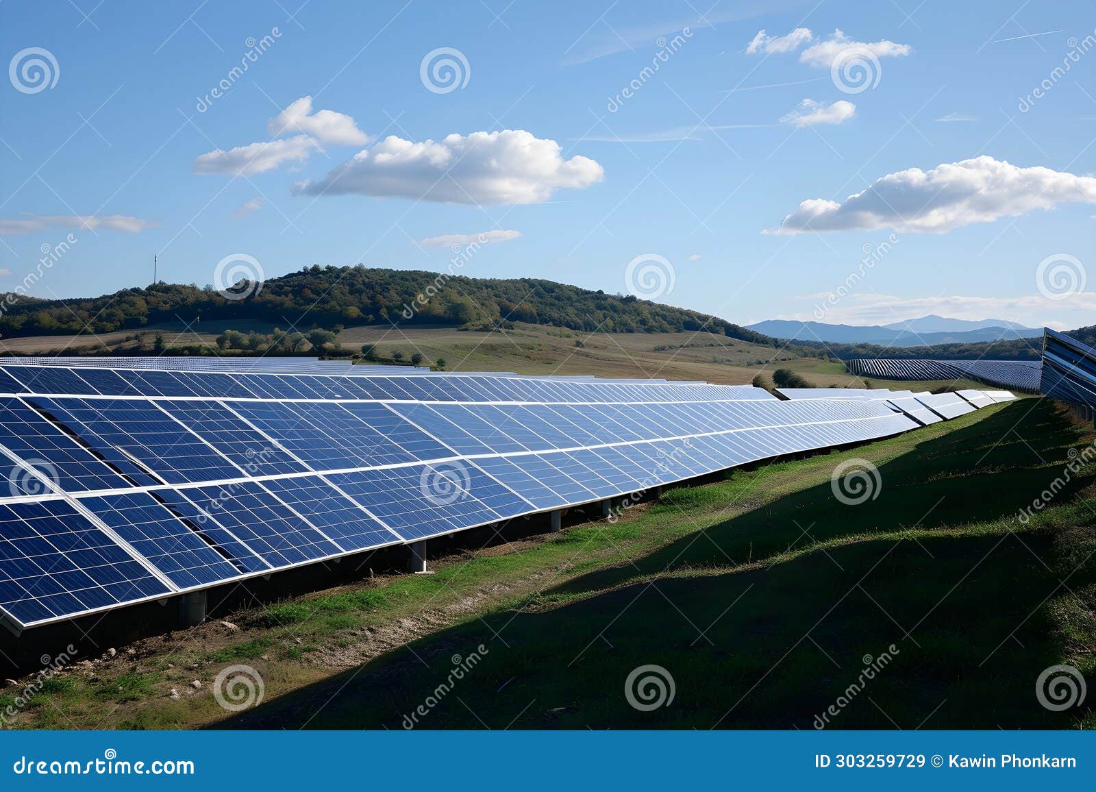 Solar farm stock illustration. Illustration of panel - 303259729