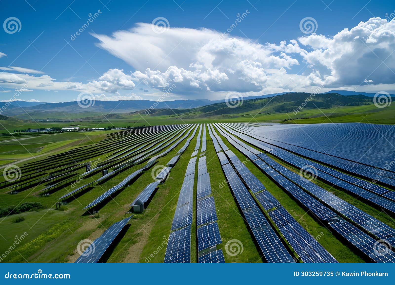 Solar farm stock illustration. Illustration of view - 303259735