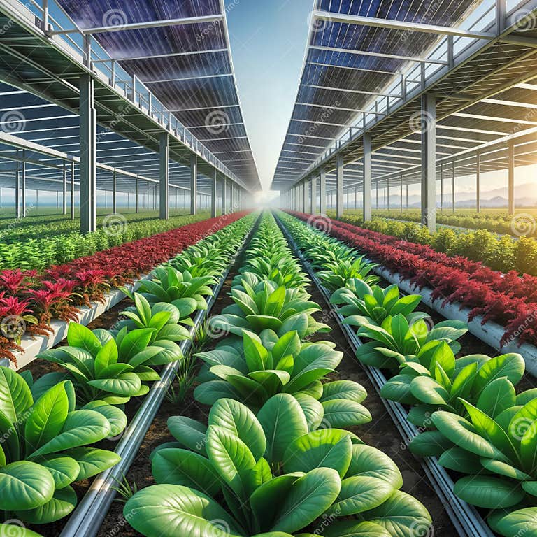 Solar Farm Veggie Patch, Generative Ai Stock Illustration ...