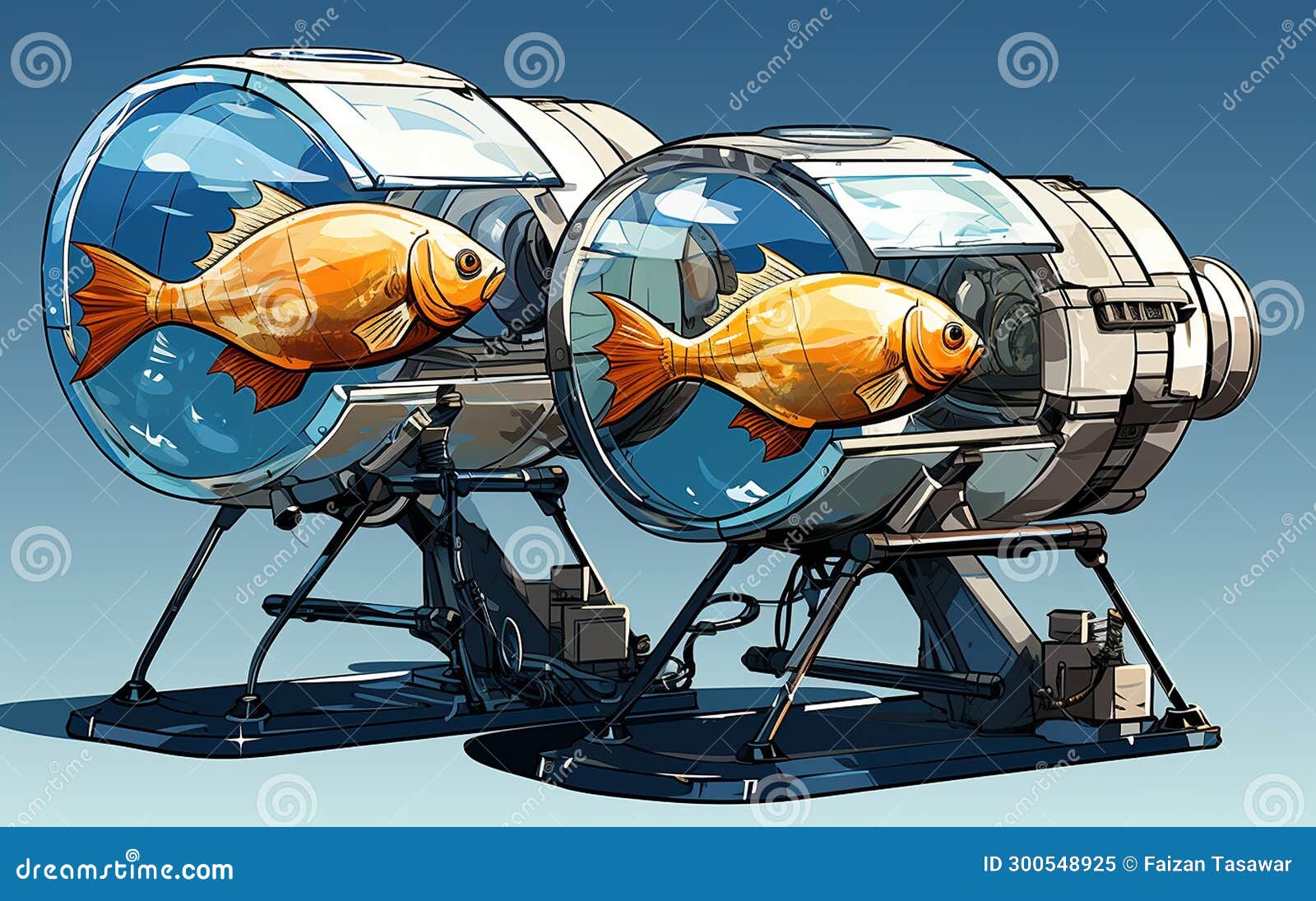 Solar Fish Feeders Against a White Backdrop Generative Ai Stock Image ...