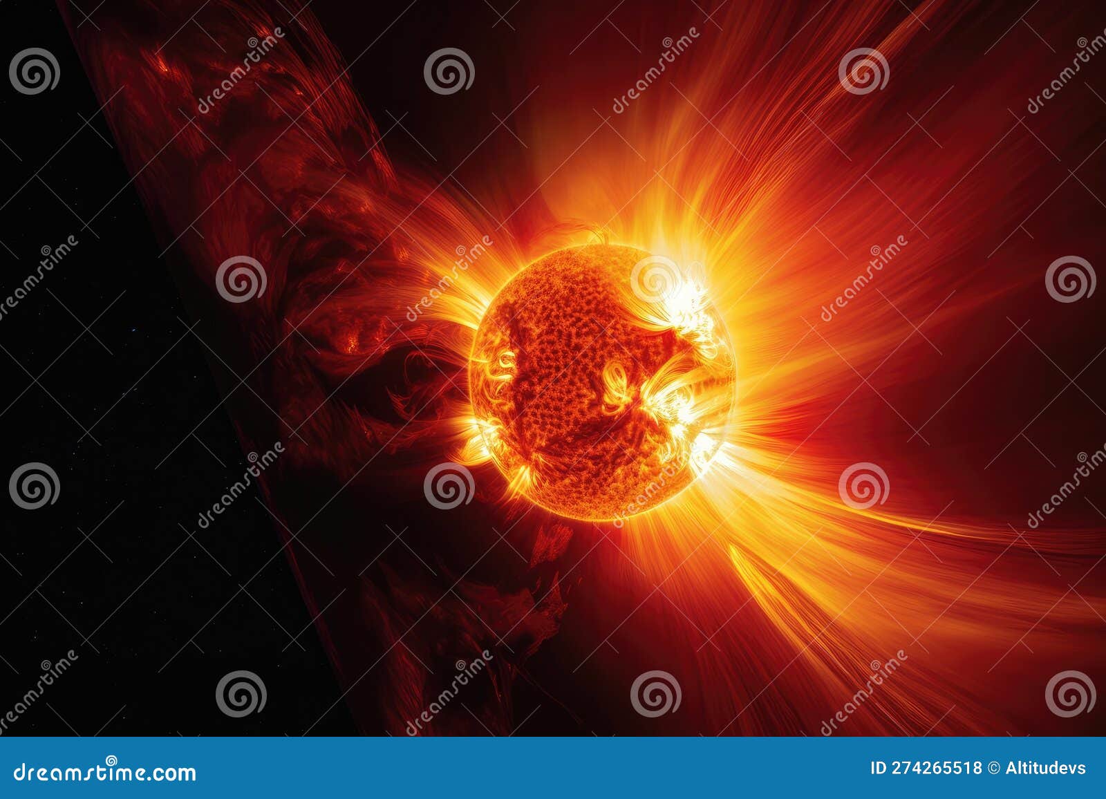 Solar Flare, with View of the Sun S Surface and Massive Ejection of ...