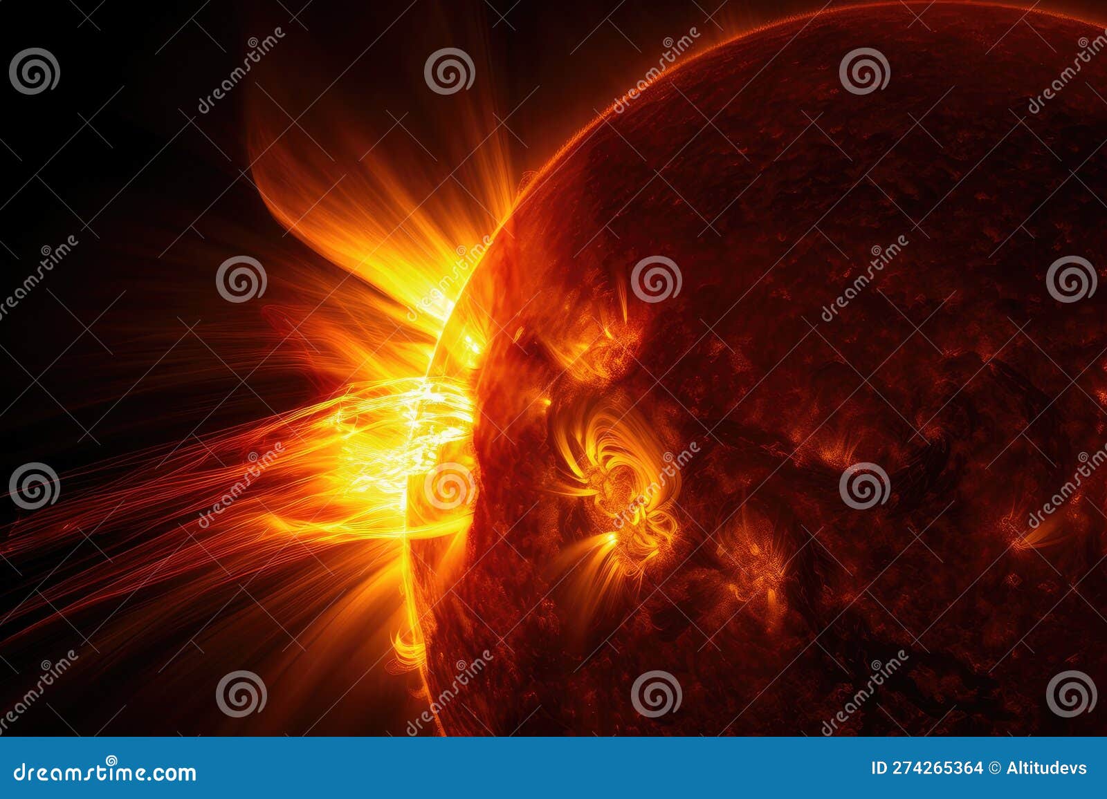 Solar Flare, with View of the Sun S Surface and Massive Ejection of ...