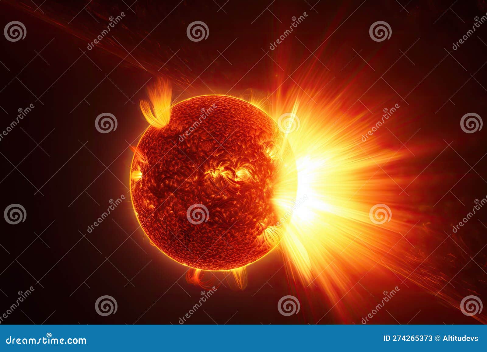 Solar Flare, with View of the Sun S Surface and Massive Ejection of ...