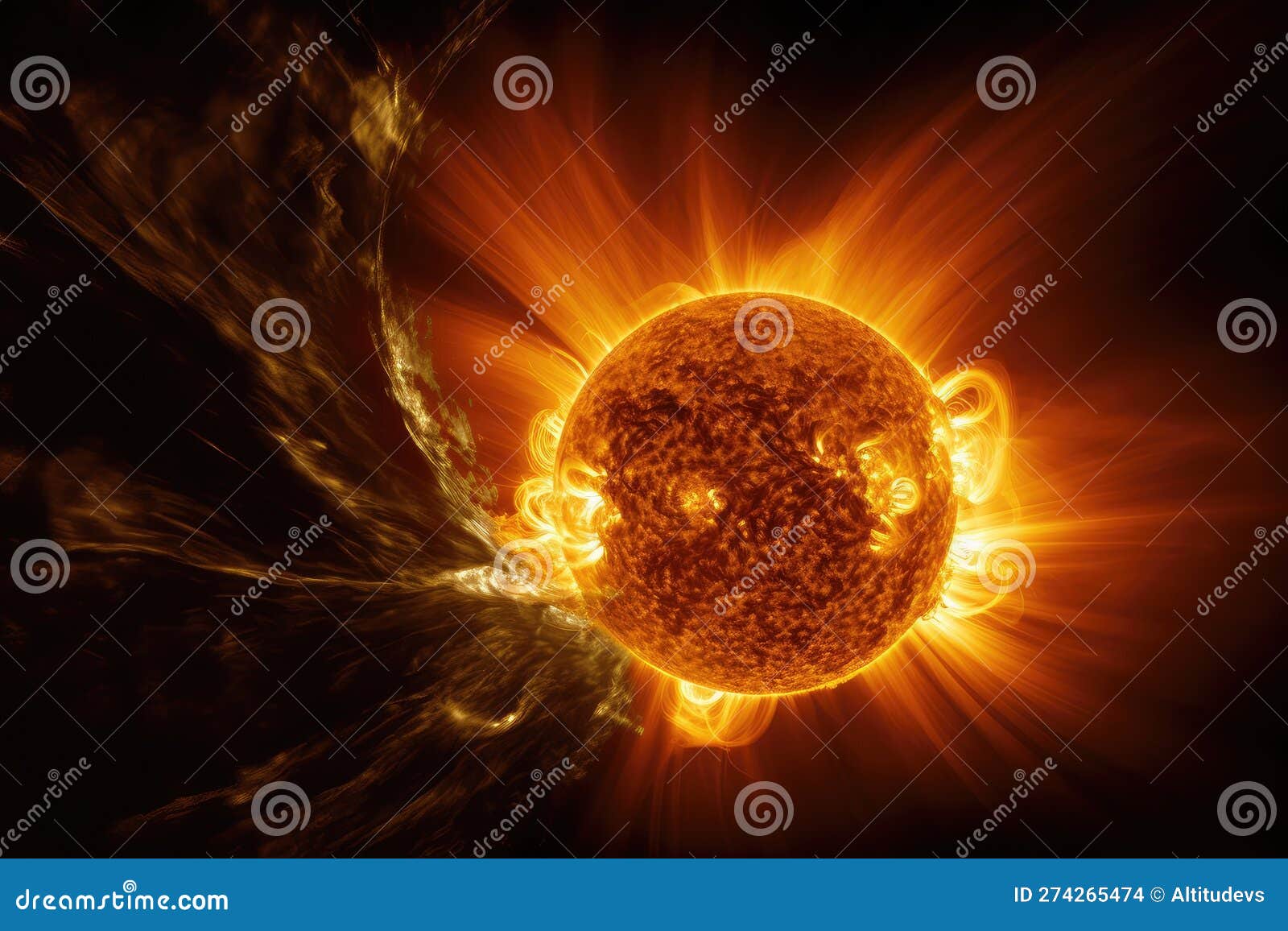 Solar Flare, with View of the Sun S Surface and Solar Storms Visible ...