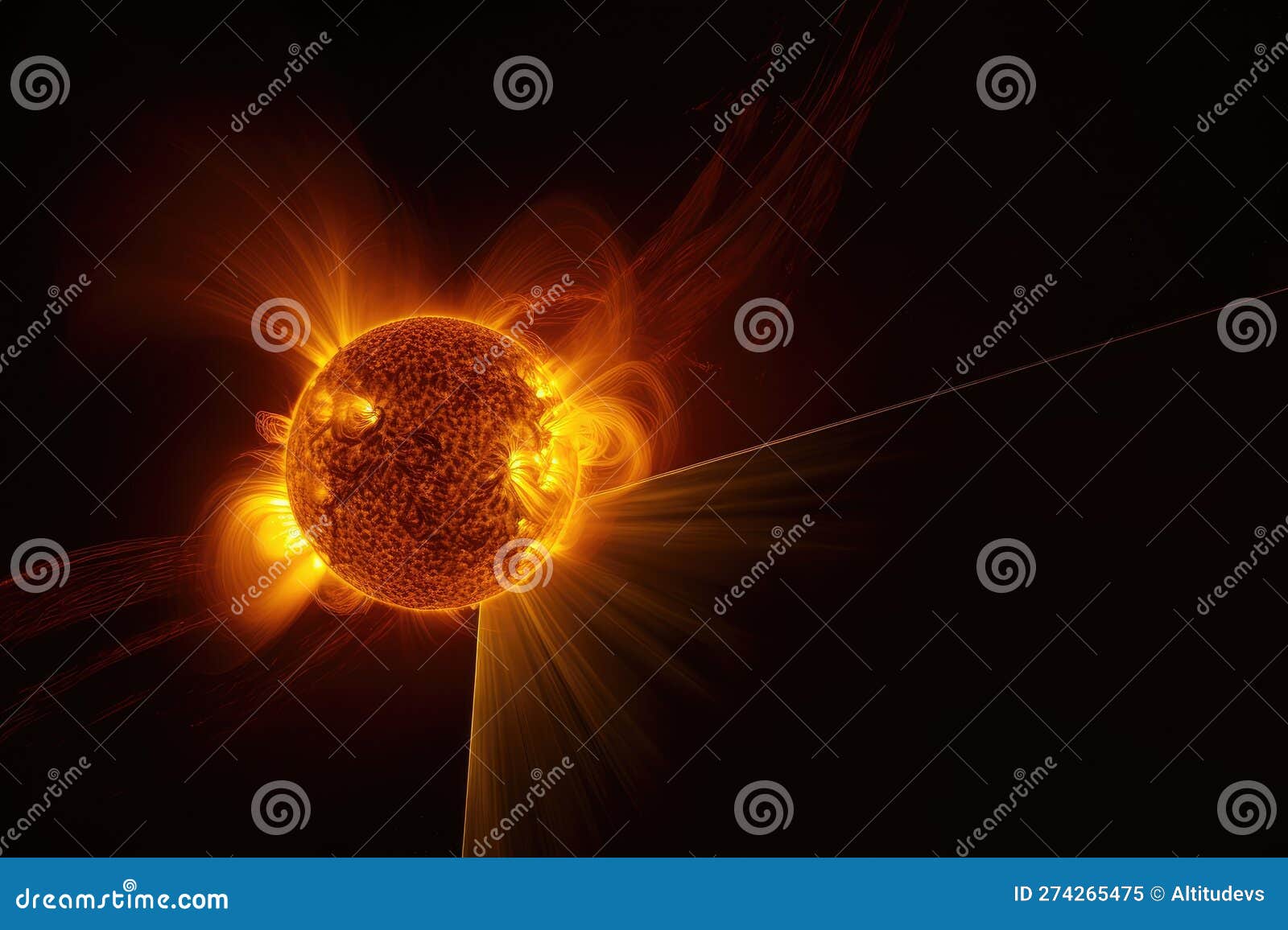 Solar Flare, with View of the Sun S Surface and Solar Storms Visible ...