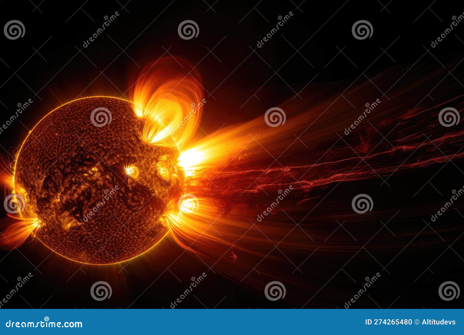 Solar Flare, with View of the Sun S Surface and Solar Storms Visible ...
