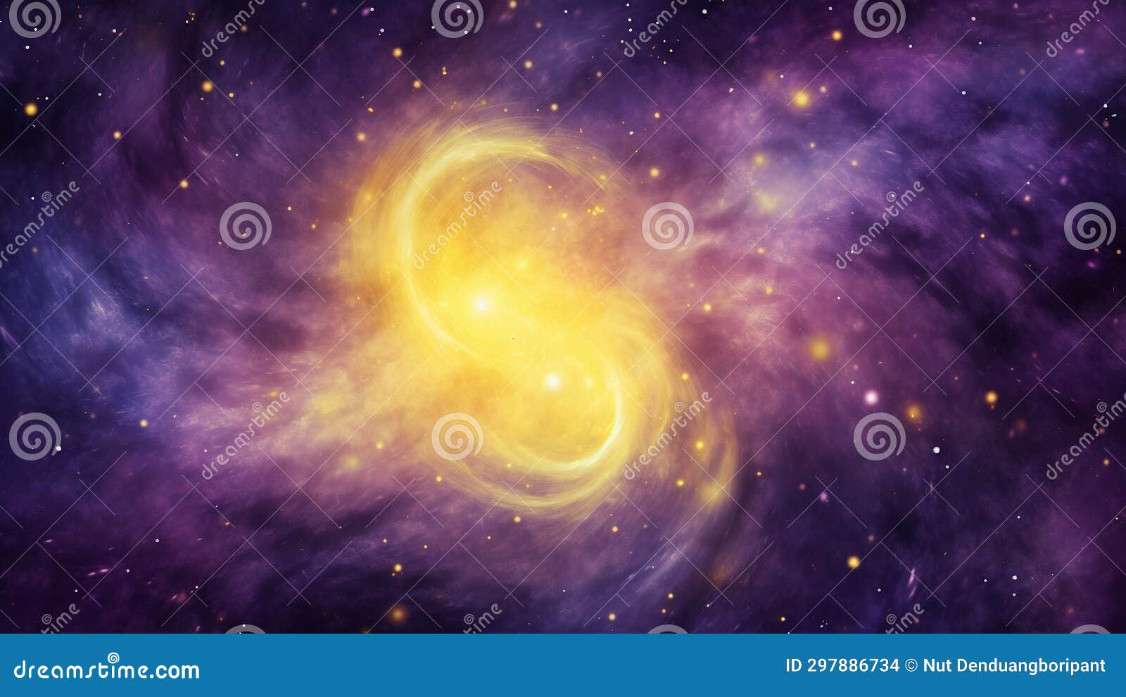 Solar Flare Yellow and Galactic Purple Nebula Background Stock ...
