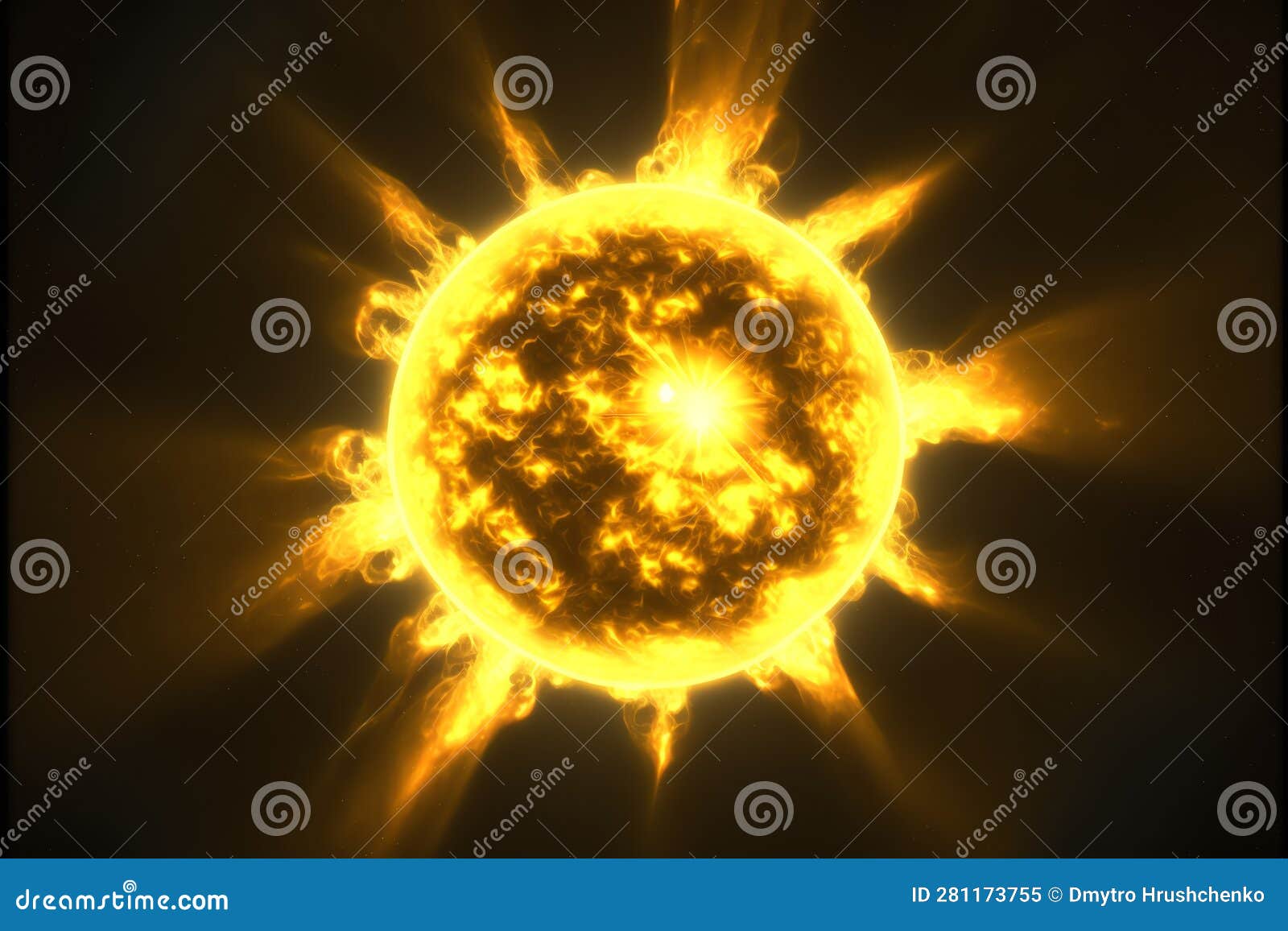 Solar Flares. Sun with Magnetic Storms. Plasma Flash on the Surface of ...