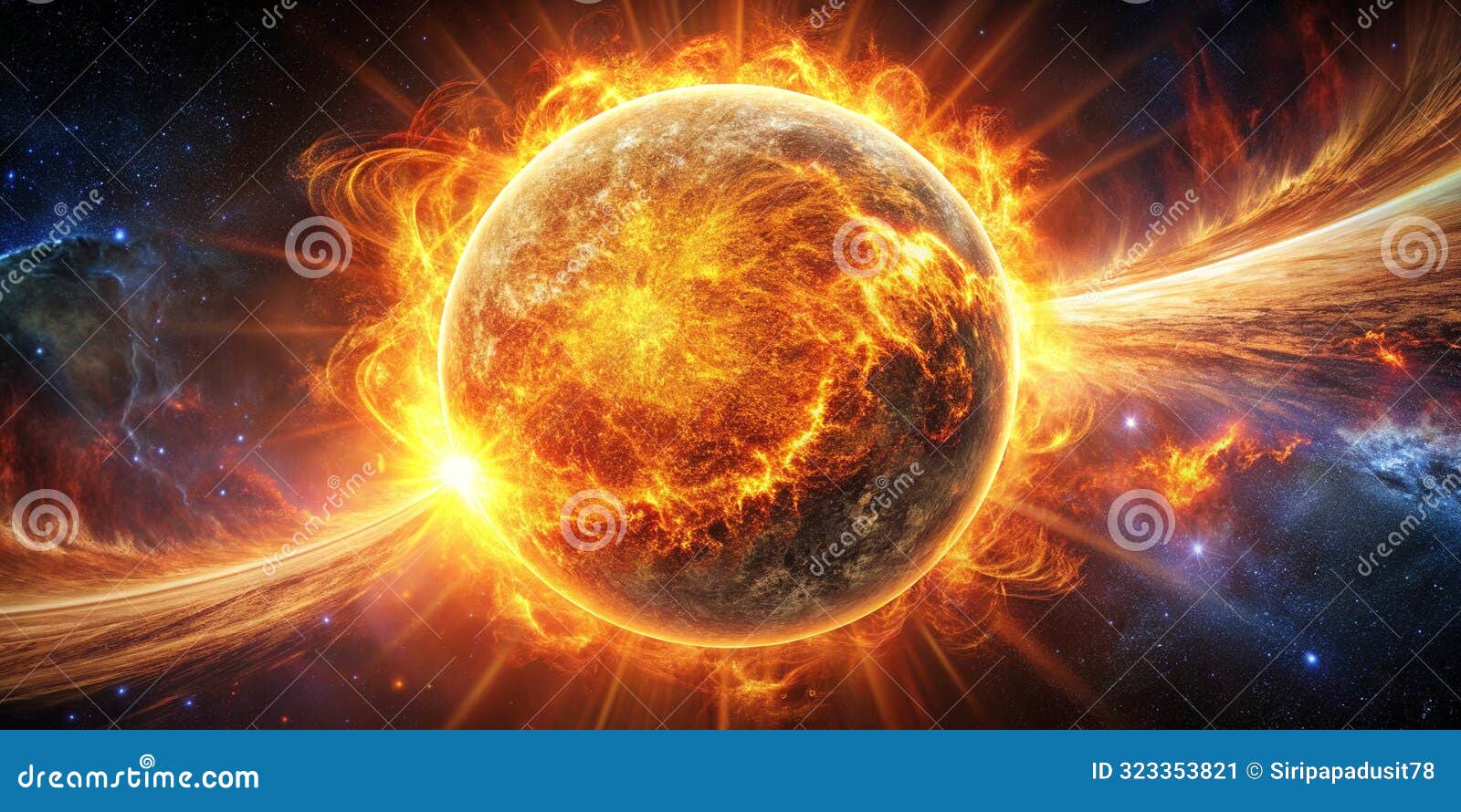 Solar Flash Explosion Mass Ejection Burning Sun and Space Magnetic ...