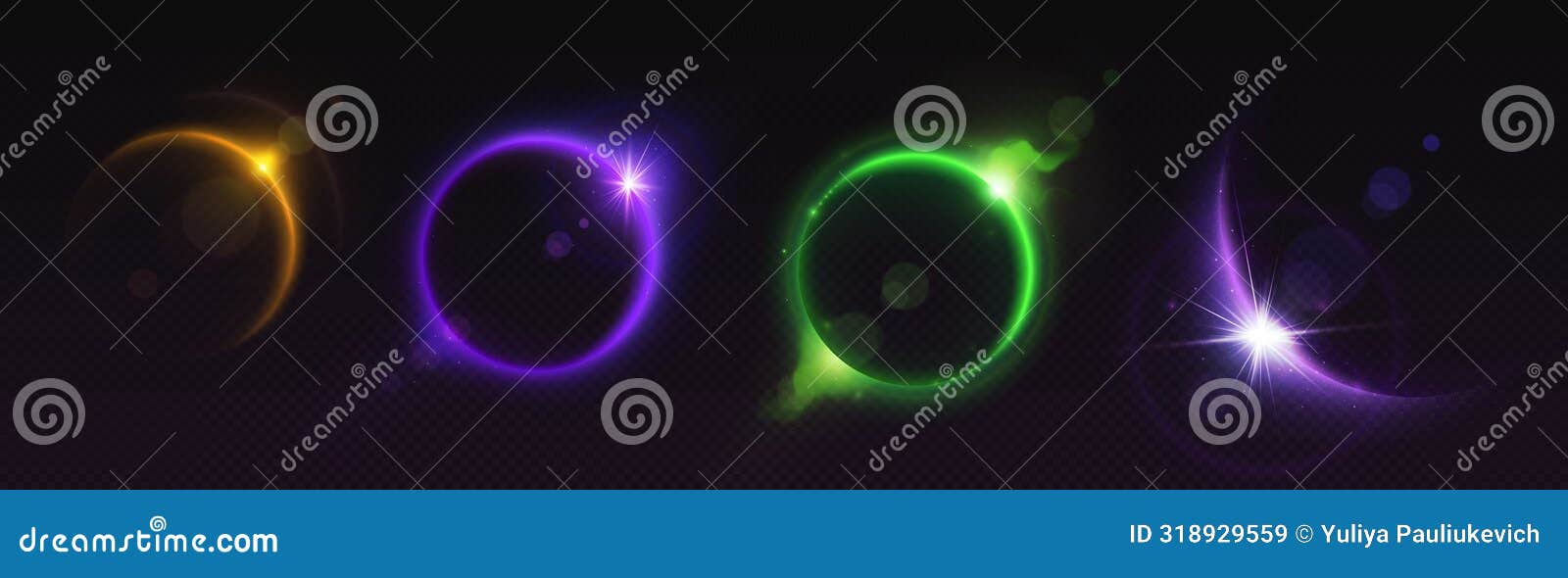 Solar Full Eclipse Abstract Neon Light Circle Stock Vector ...