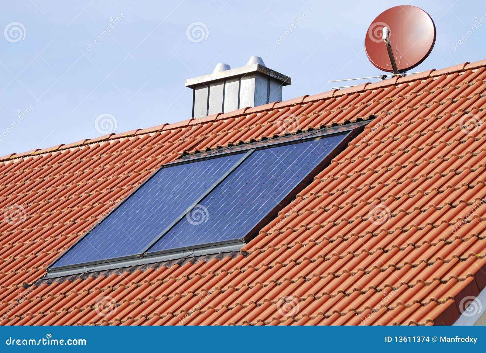 Solar heating system stock photo. Image of environmental - 13611374