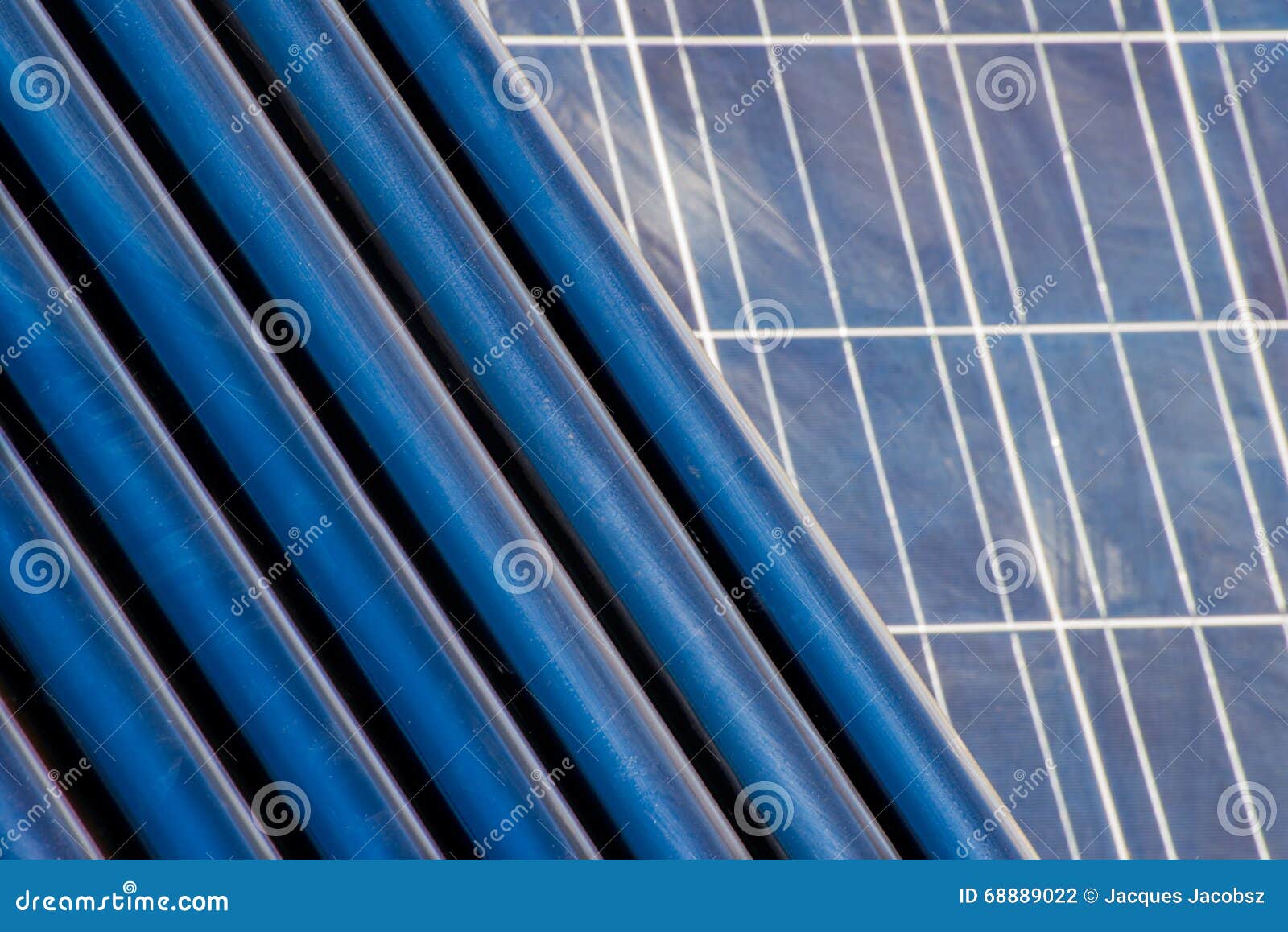 Solar Heating Tubes in Front of a Solar Panel Stock Photo - Image of ...
