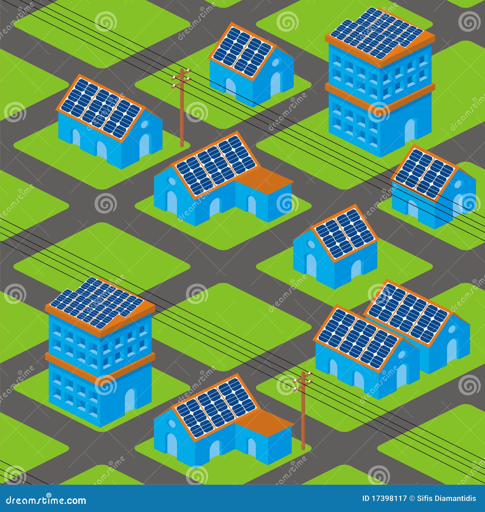 Solar houses pattern stock vector. Illustration of home - 17398117