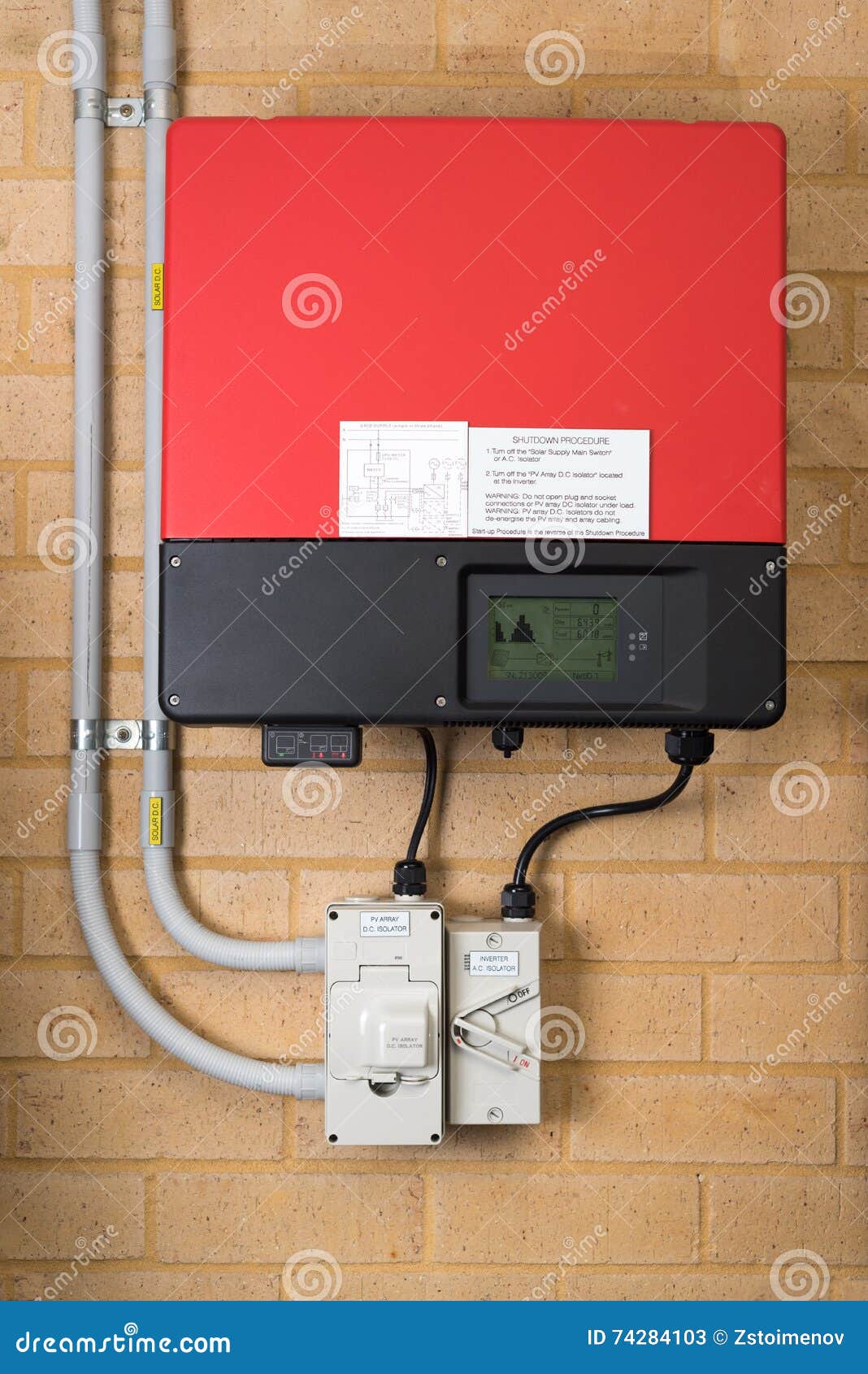 Solar Inverter System Attached To a Wall Stock Image - Image of wall ...