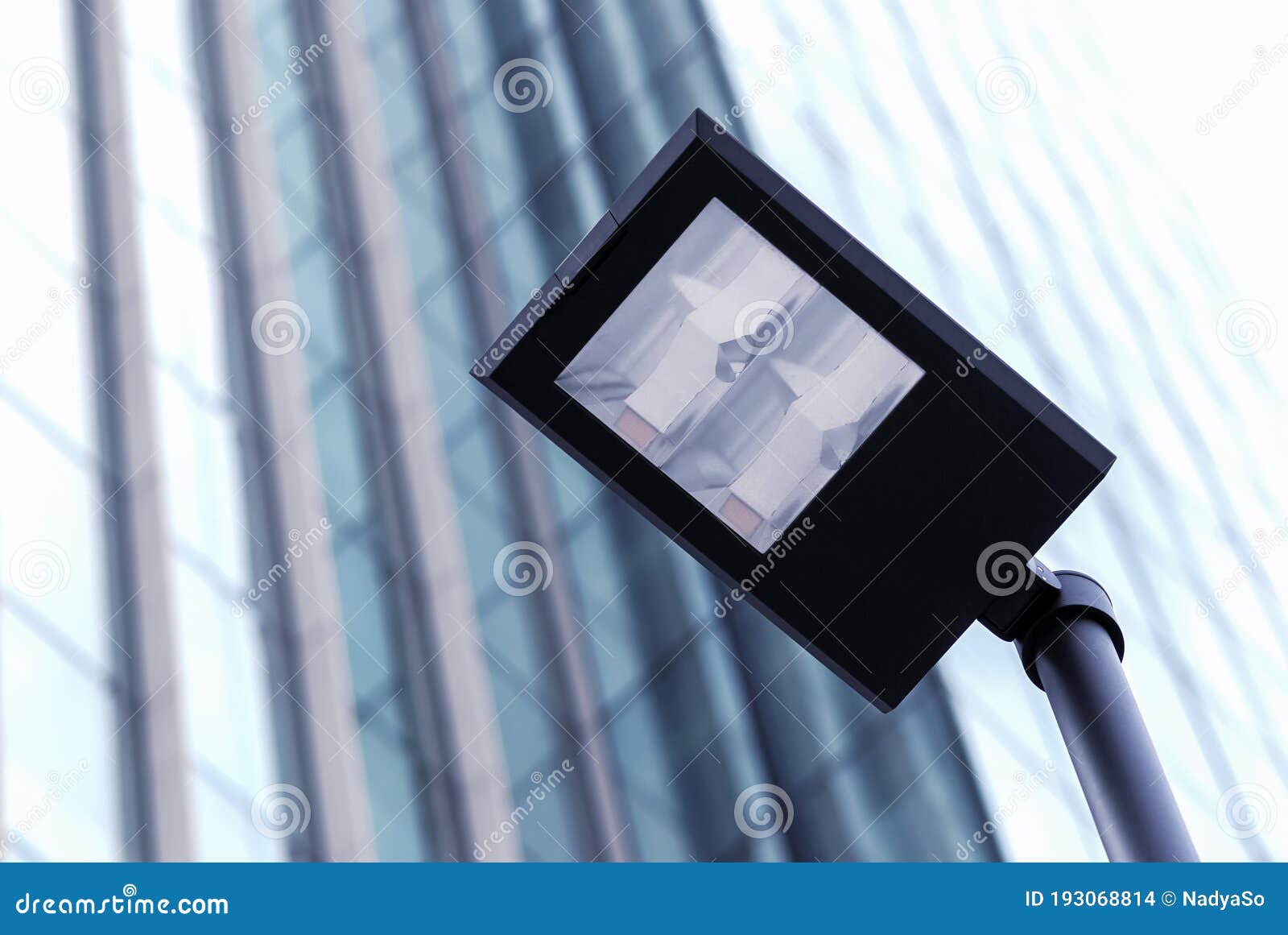 Led Street Light Against Office Building Background Stock Photo - Image ...