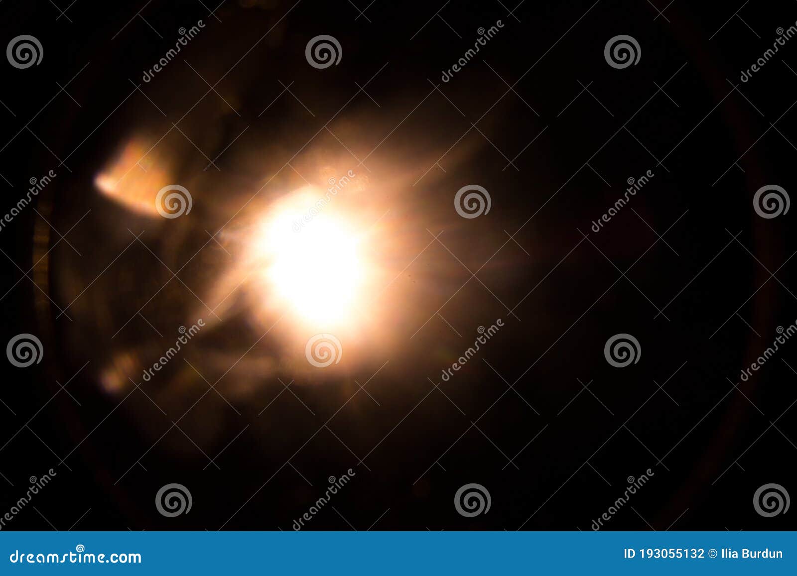 Solar Lens Flare Sunset In Winter Frozen Field Landscape. Royalty-Free ...