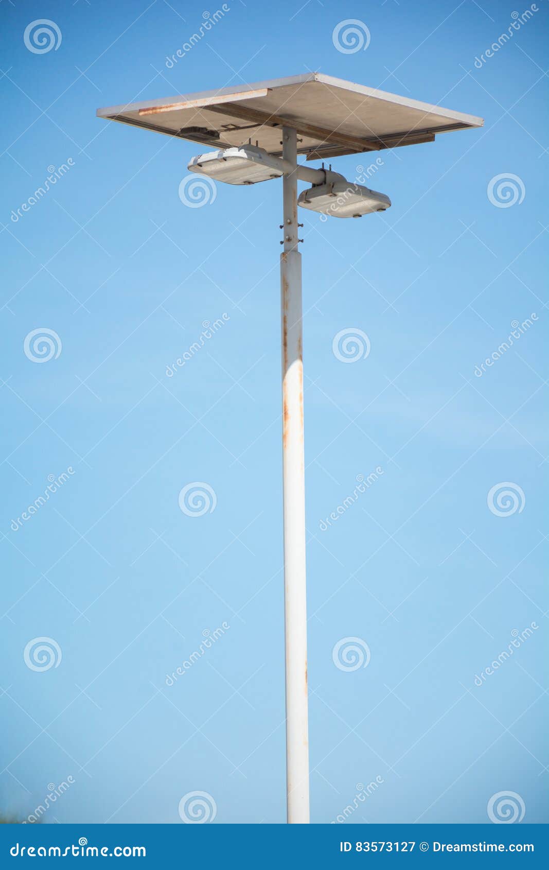 Solar Lighting and Pillar Spotlights High on the Sky Stock Image ...