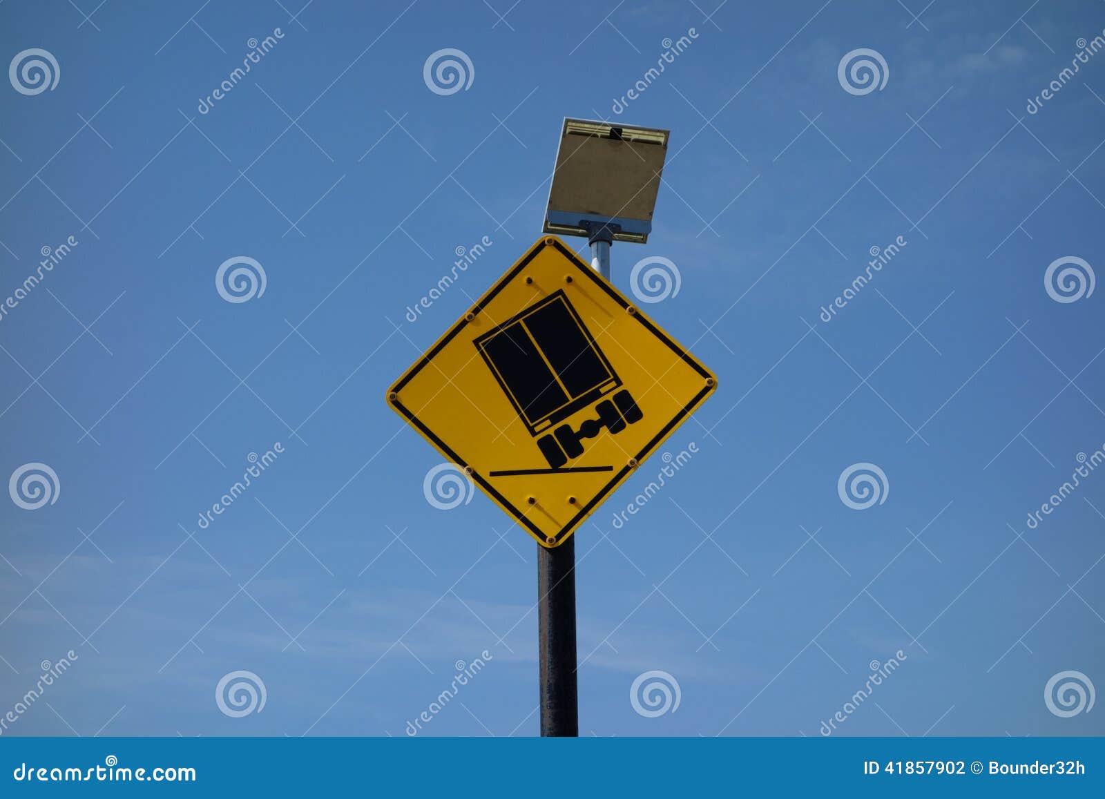 Solar-lit road sign stock photo. Image of post, metal - 41857902