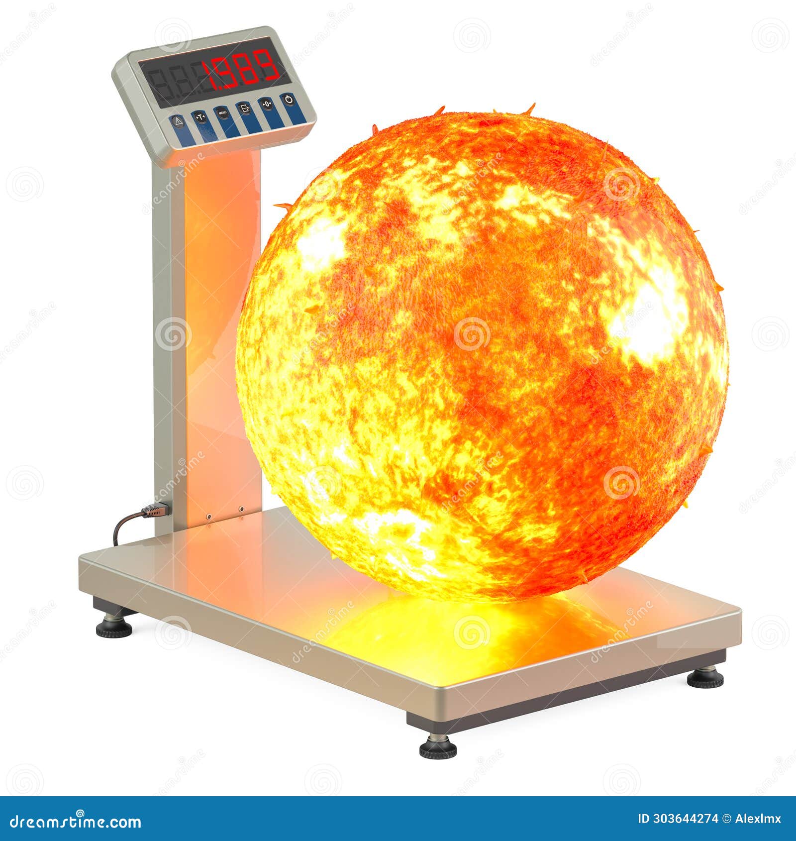 Solar Mass, Concept. Warehouse Scale with Sun, 3D Rendering Stock ...