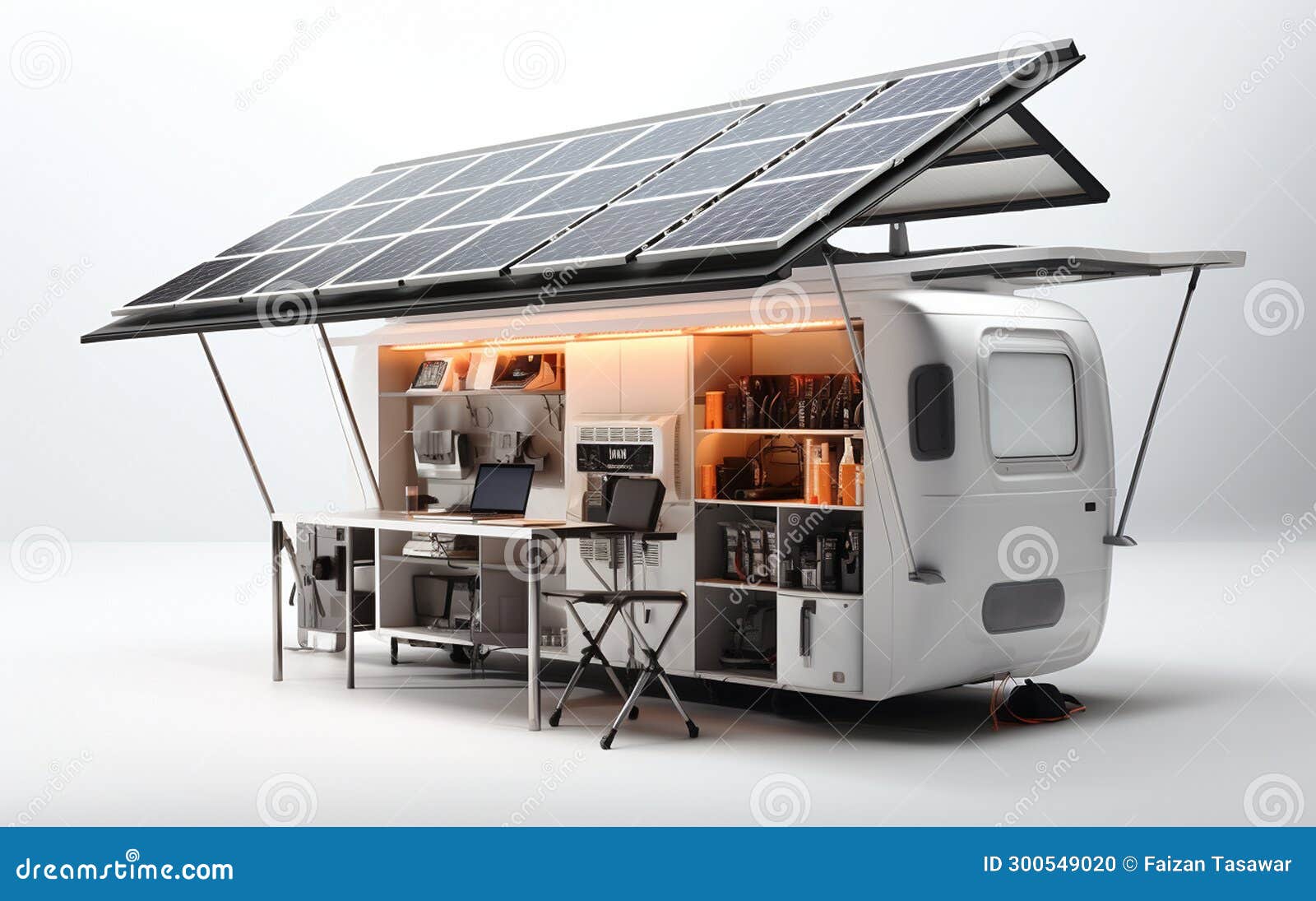 Solar Mobile Charging Stations Against White Generative Ai Stock Photo ...