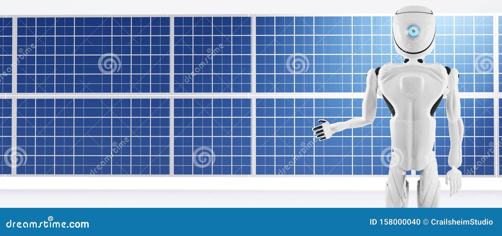 Solar Module Panel and Artificial Intelligence Robot White 3d ... Solar Module Panel and Artificial Intelligence Robot White 3d ...
