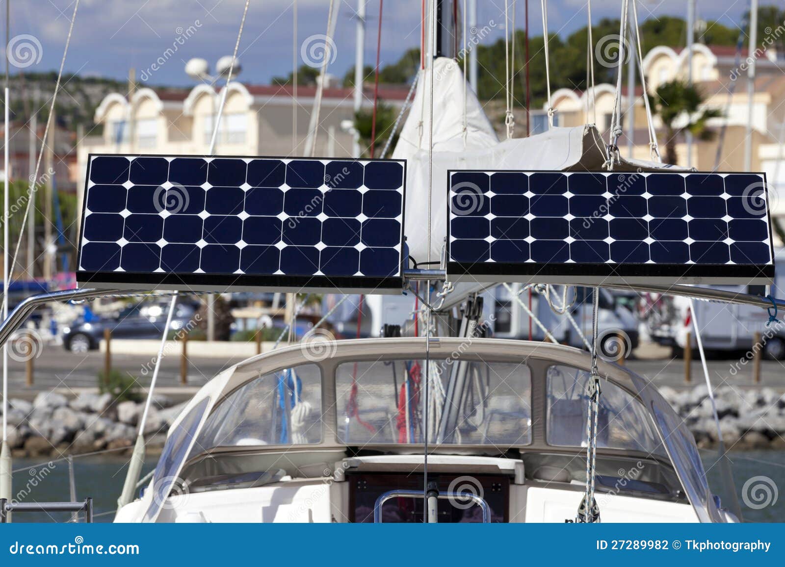 Solar Module on a Sailing Boat Stock Photo - Image of ...
