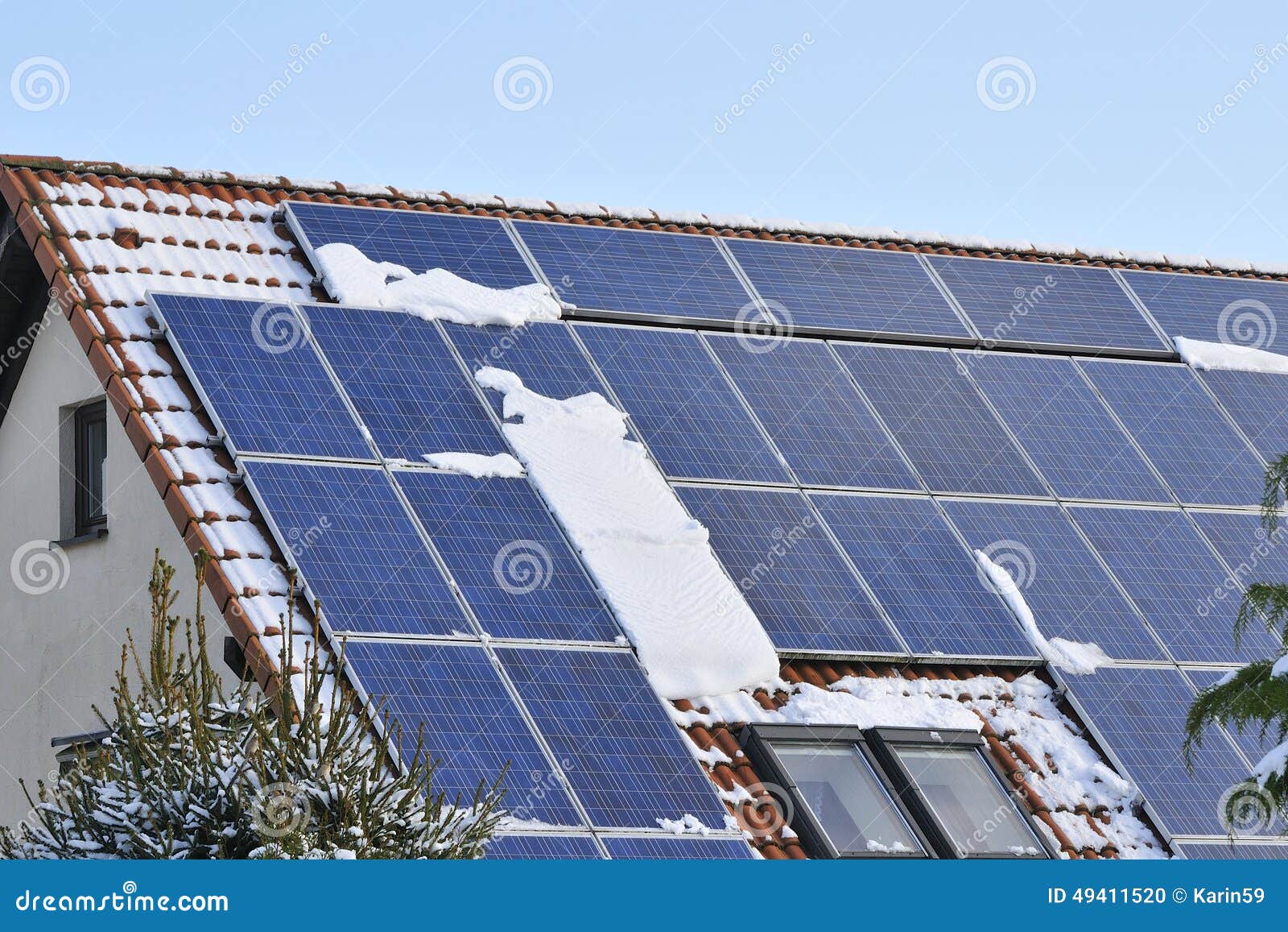 Solar modules with snow stock photo. Image of snow, electricity - 49411520