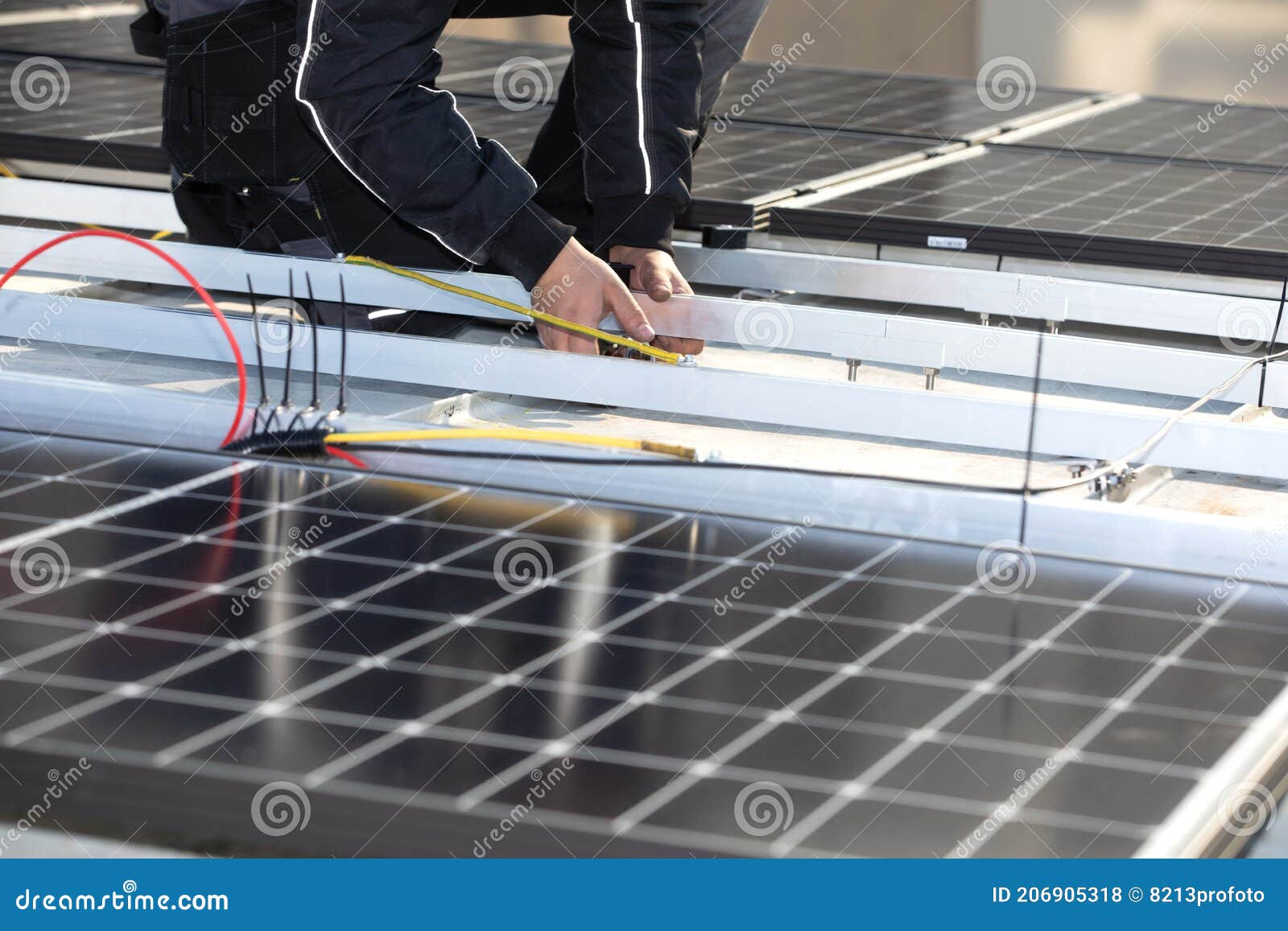 Solar Montage, Solar Collector, Assembler Stock Photo - Image of ...
