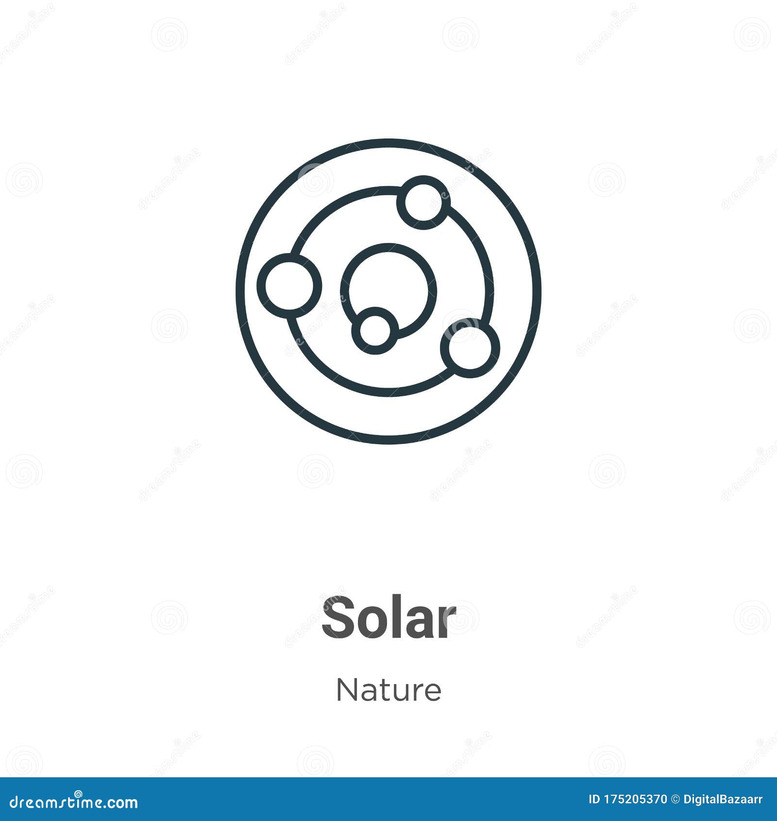 Solar Outline Vector Icon. Thin Line Black Solar Icon, Flat Vector ...