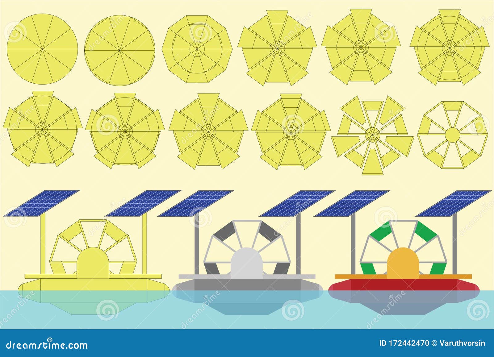 Solar Paddle Wheel Oxygen Aerator Stock Vector - Illustration of ...