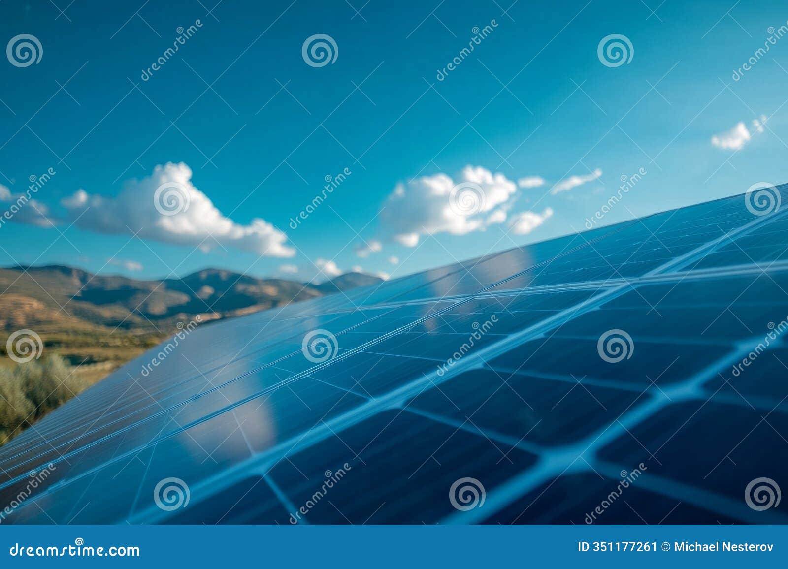 Solar Panel Absorbing Sunlight and Generating Renewable Energy Under a ...