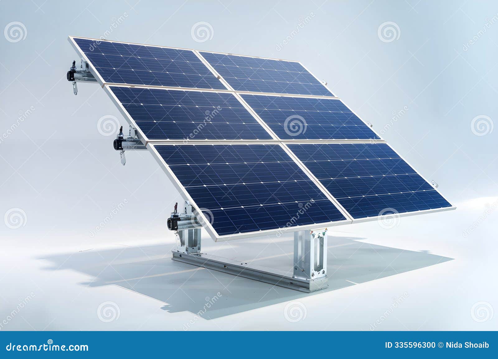 Solar Panel on Adjustable Metallic Structure, White Background ...