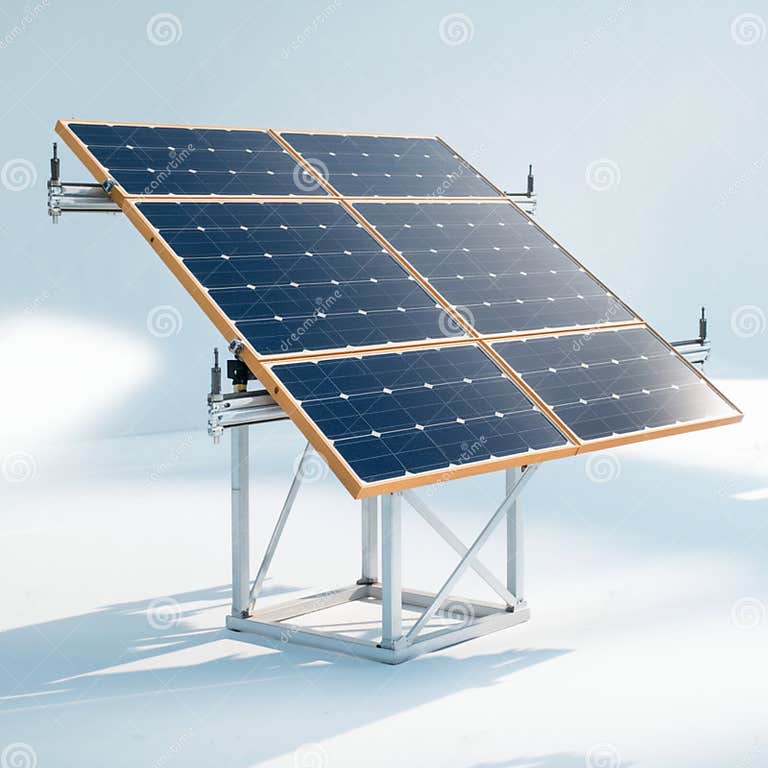 Solar Panel on Adjustable Metallic Structure, White Background ...