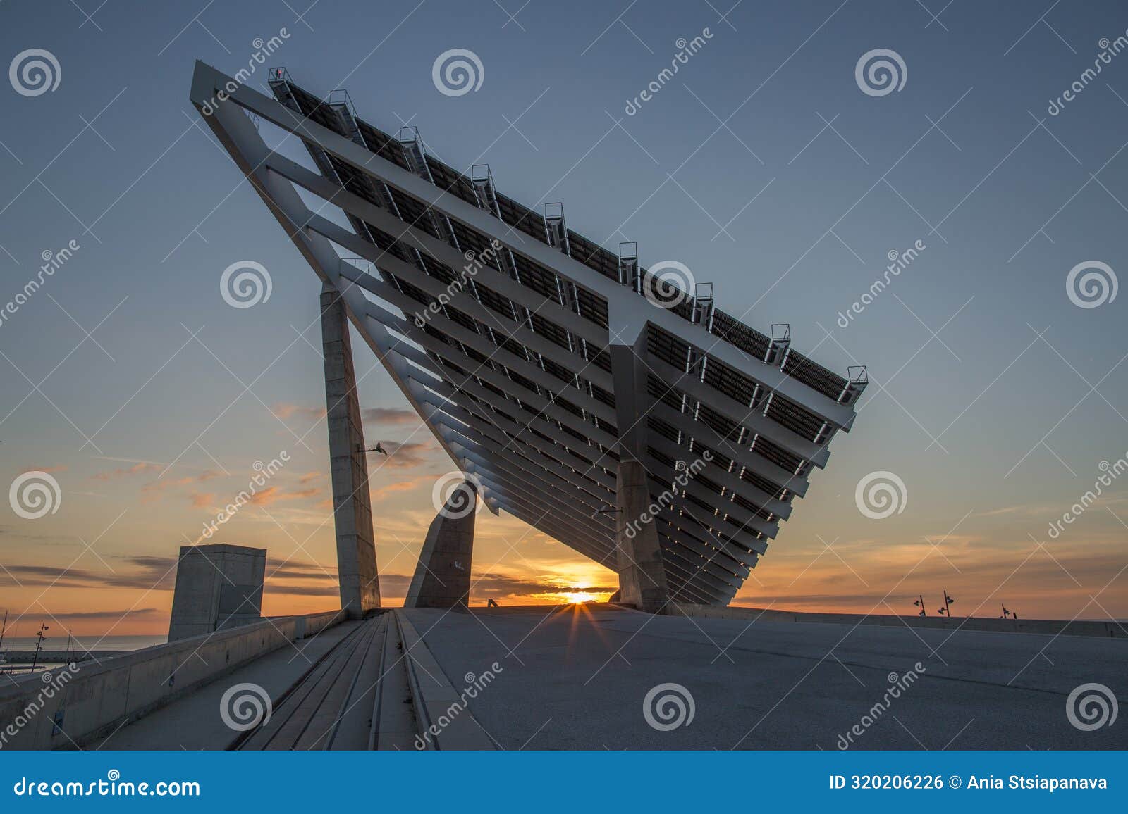 Solar Panel Against the Background of the Rising Sun Stock Photo ...