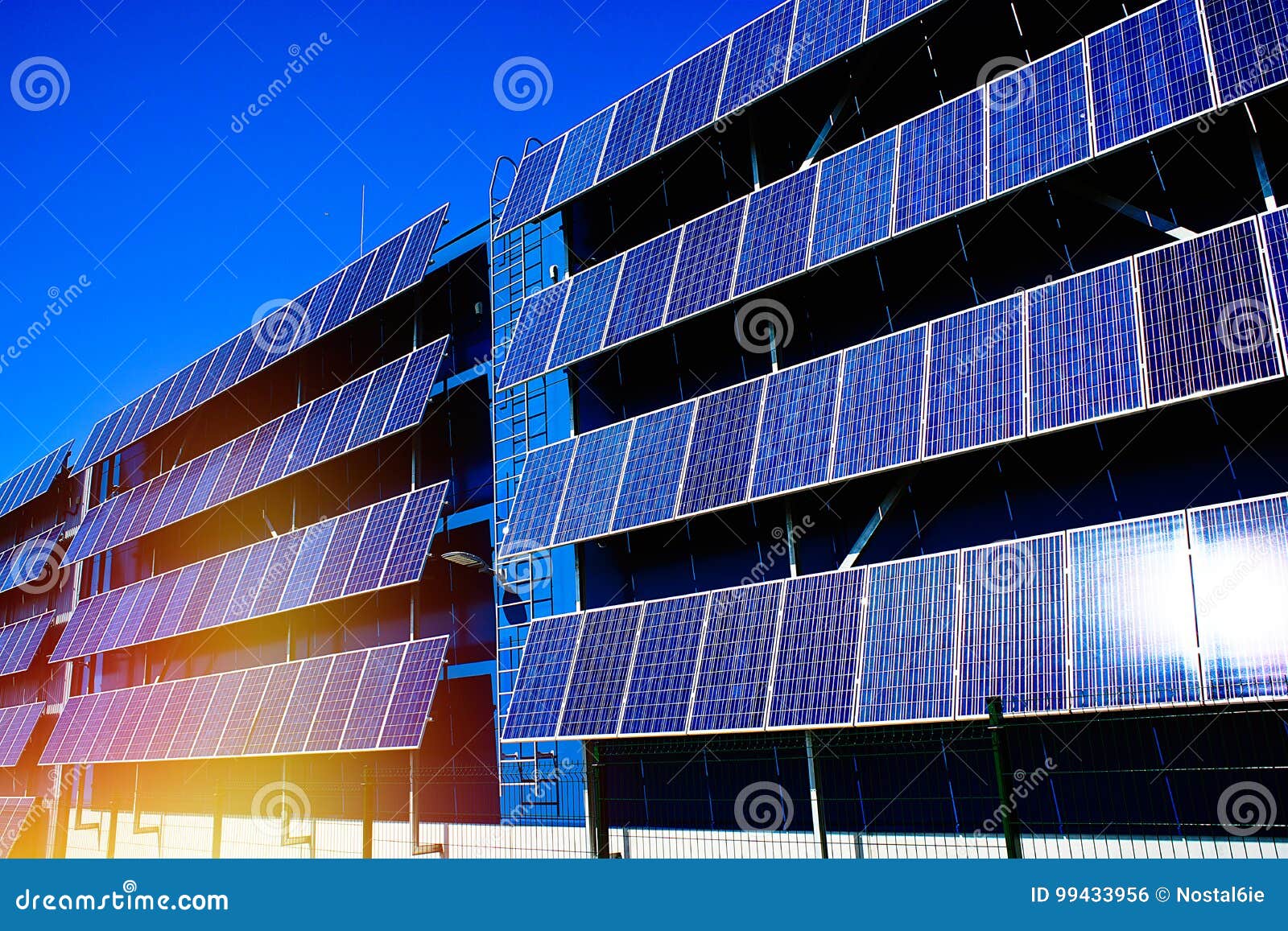 Solar Panel Against Blue Sky Stock Photo - Image of global, nature ...