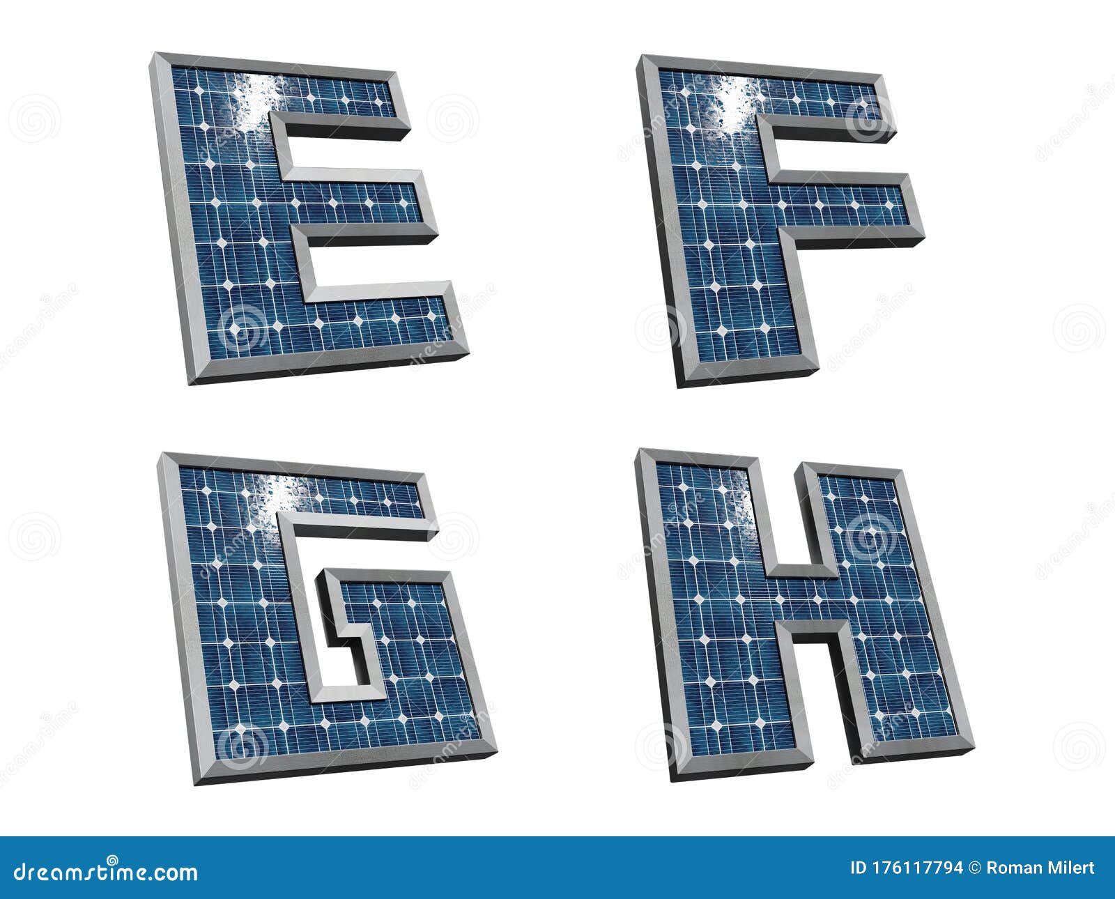 Solar Panel Alphabet, Letters E To H Stock Illustration - Illustration ...