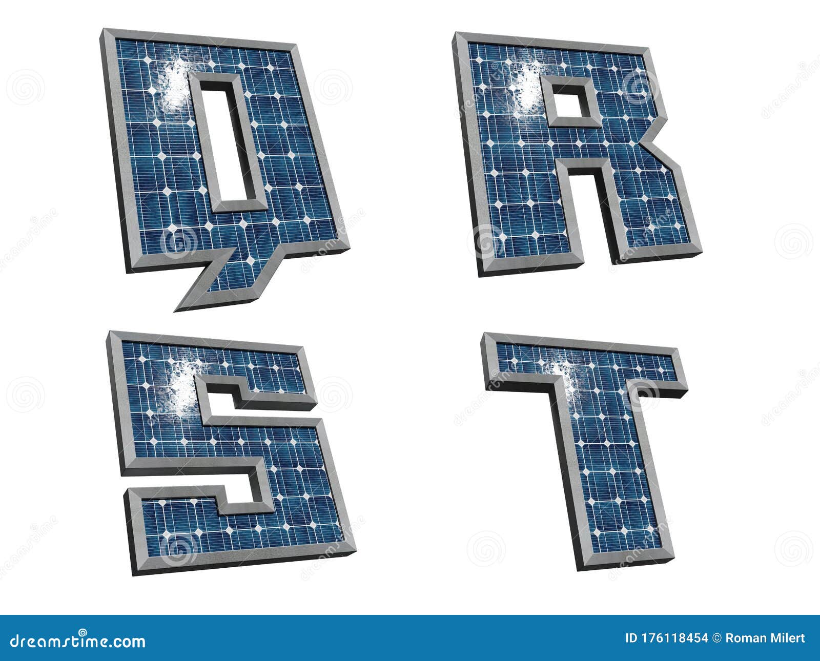 Solar Panel Alphabet, Letters Q To T Stock Illustration - Illustration ...