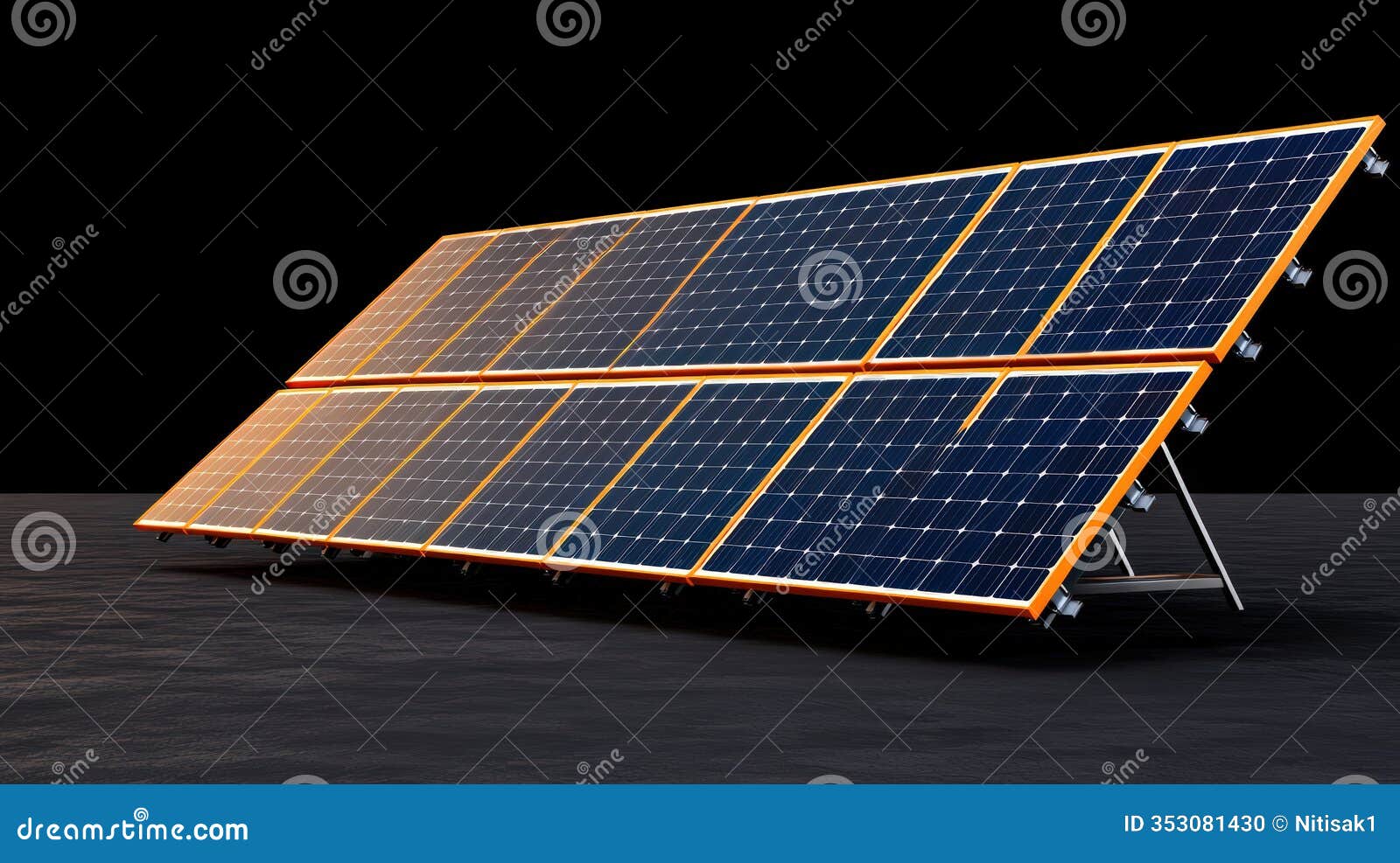 Solar Panel Array on a Dark Surface with a Minimalist Design Stock ...