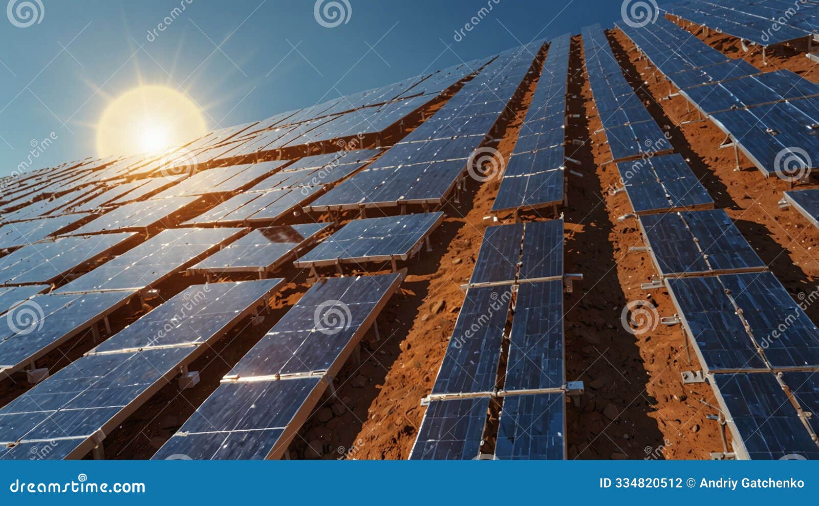 Solar Panel Array in Desert Capturing Sunlight for Renewable Energy ...