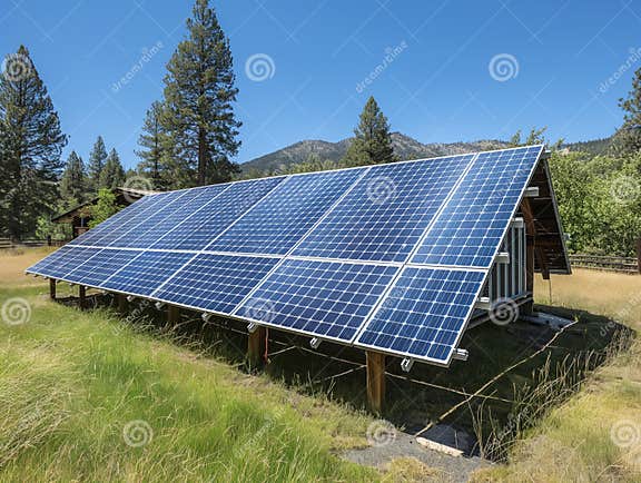 A Solar Panel Array is Installed in a Field Stock Illustration ...