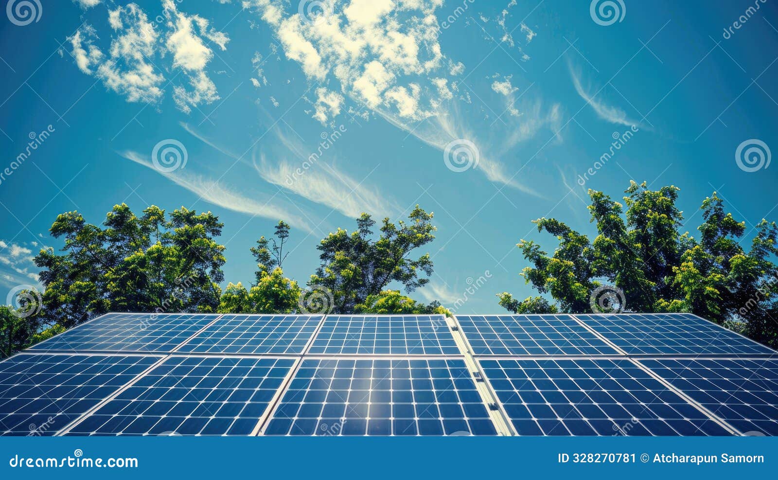 A Solar Panel Array is Installed on Top of a Tree Stock Image - Image ...