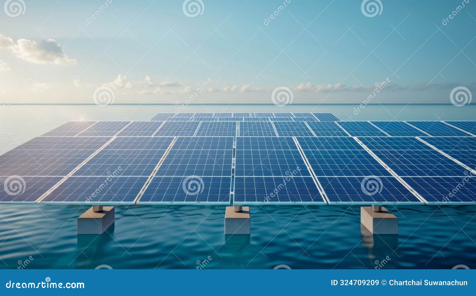 A Solar Panel Array is Installed on the Water by AI Generated Image ...