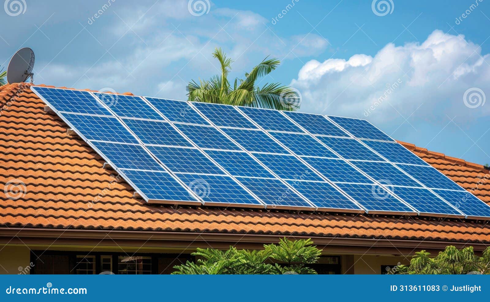 A Solar Panel Array on a Rooftop Harnessing the Power of the Sun To ...