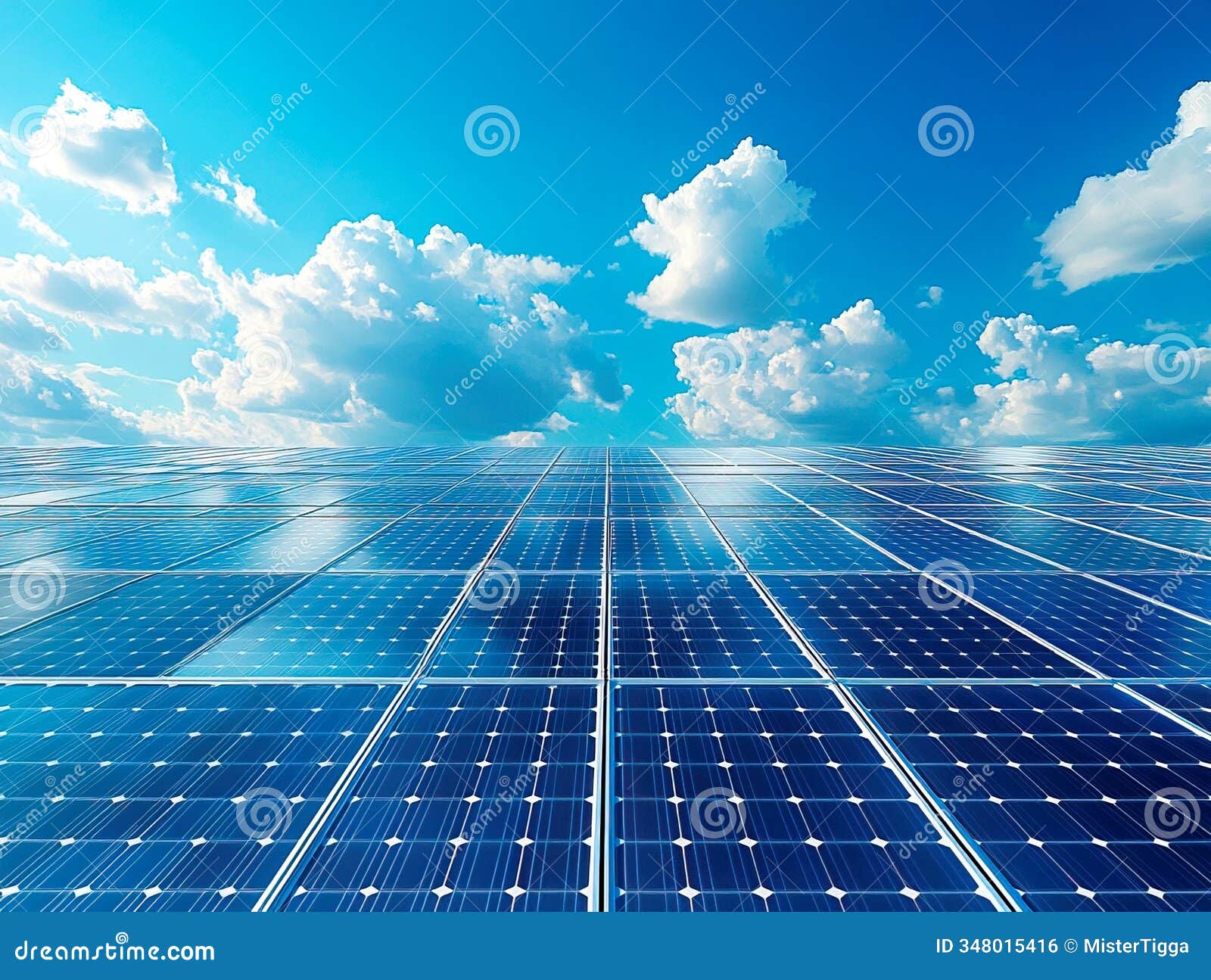 A Solar Panel Array, Tilted on a Sunny Day, Made of Flat Rectangular ...