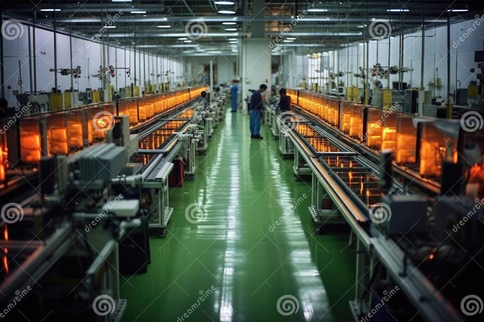 Solar Panel Assembly Line in a Factory Stock Photo - Image of ...